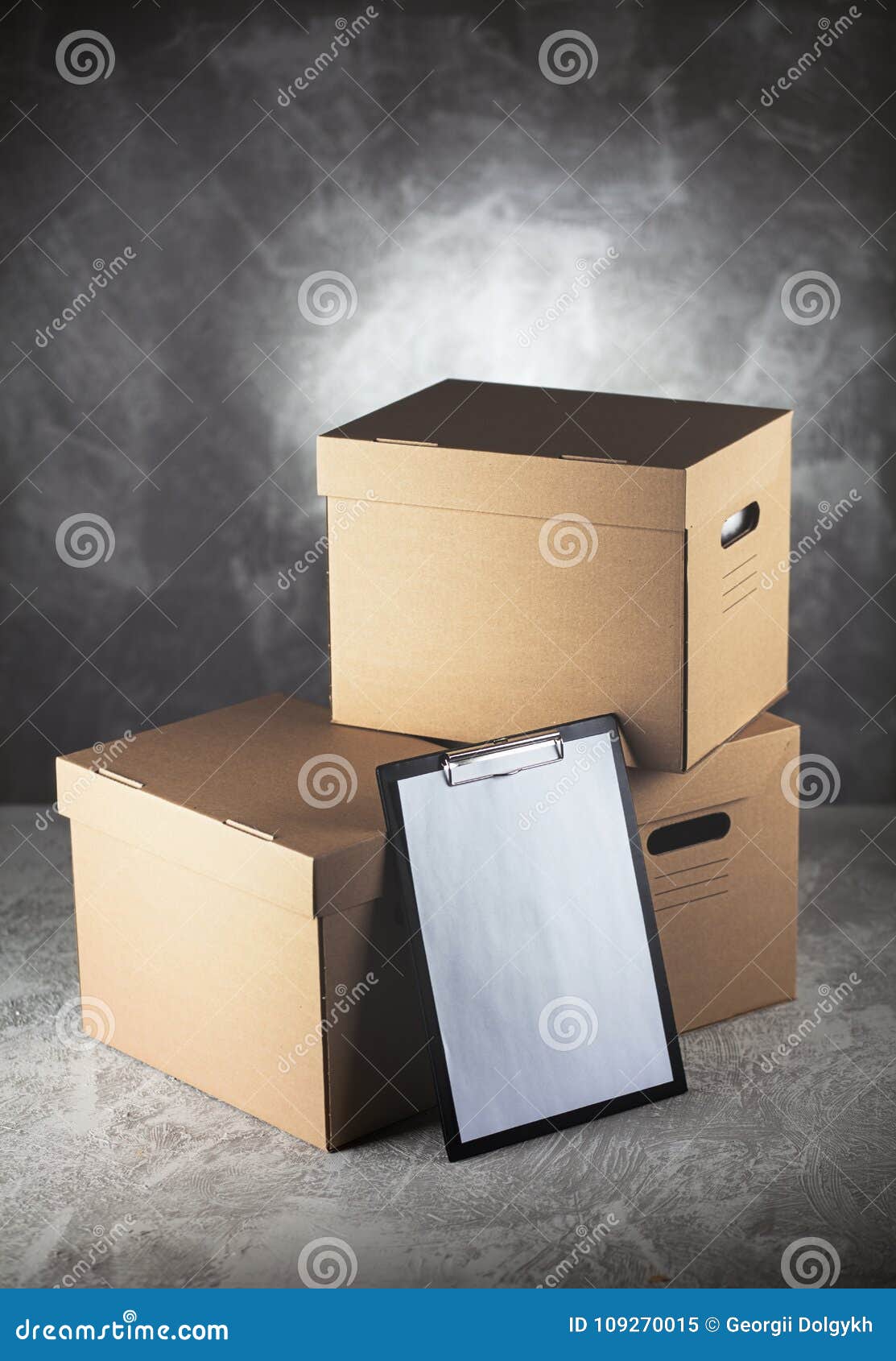Cardboard Box on Grey Background Stock Image - Image of grey, mail ...