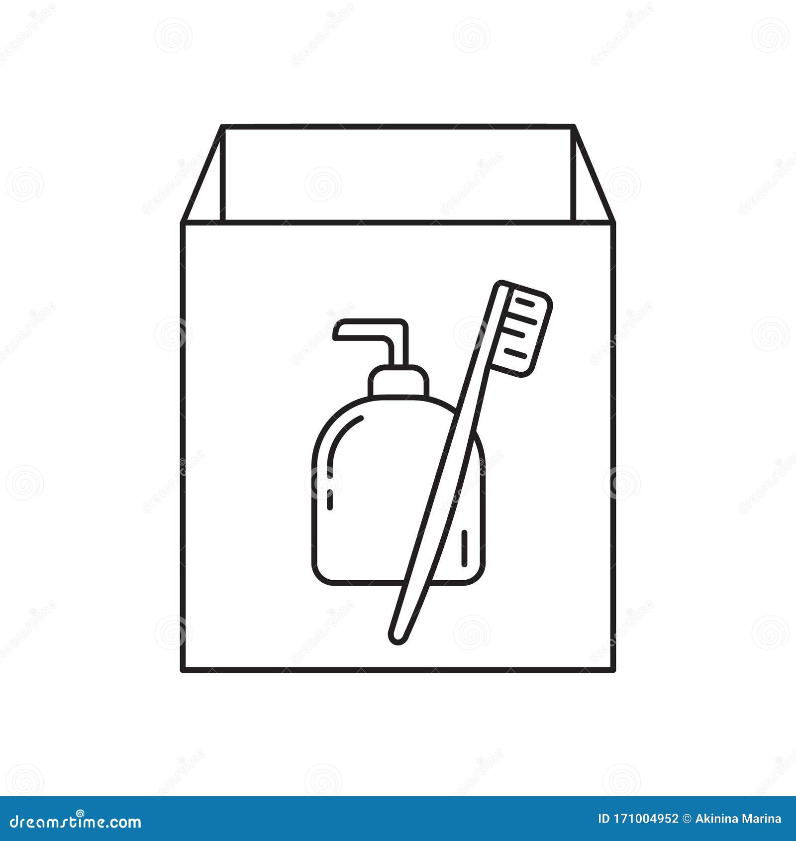 Cardboard Box With Hygiene Products Icon. Linear Image For Illustration ...