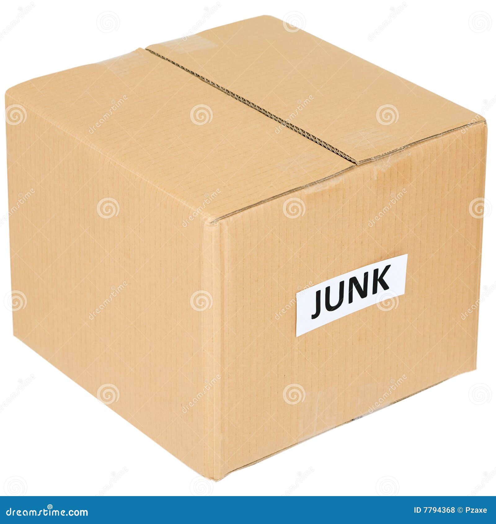 Cardboard Box with an Inscription Junk Stock Photo - Image of glued ...