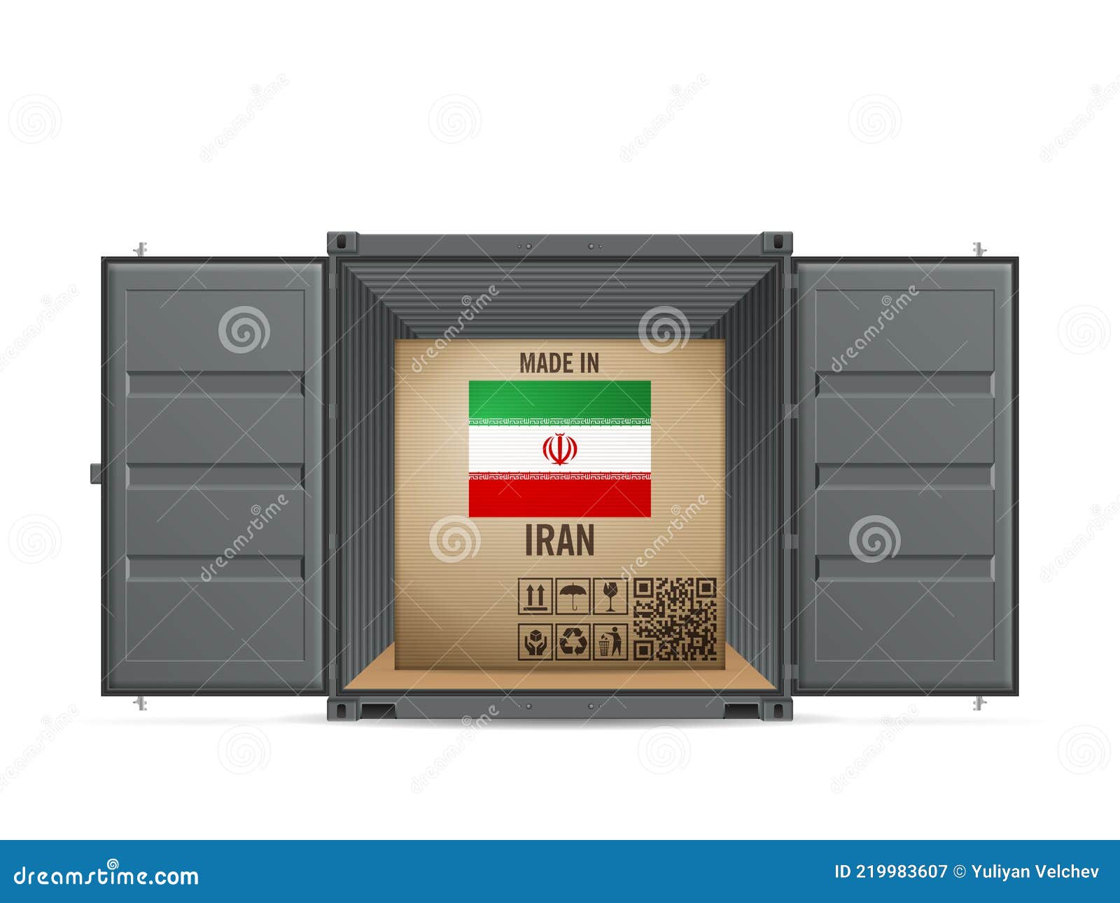 Cardboard Box Iran in Cargo Container Stock Vector - Illustration of ...