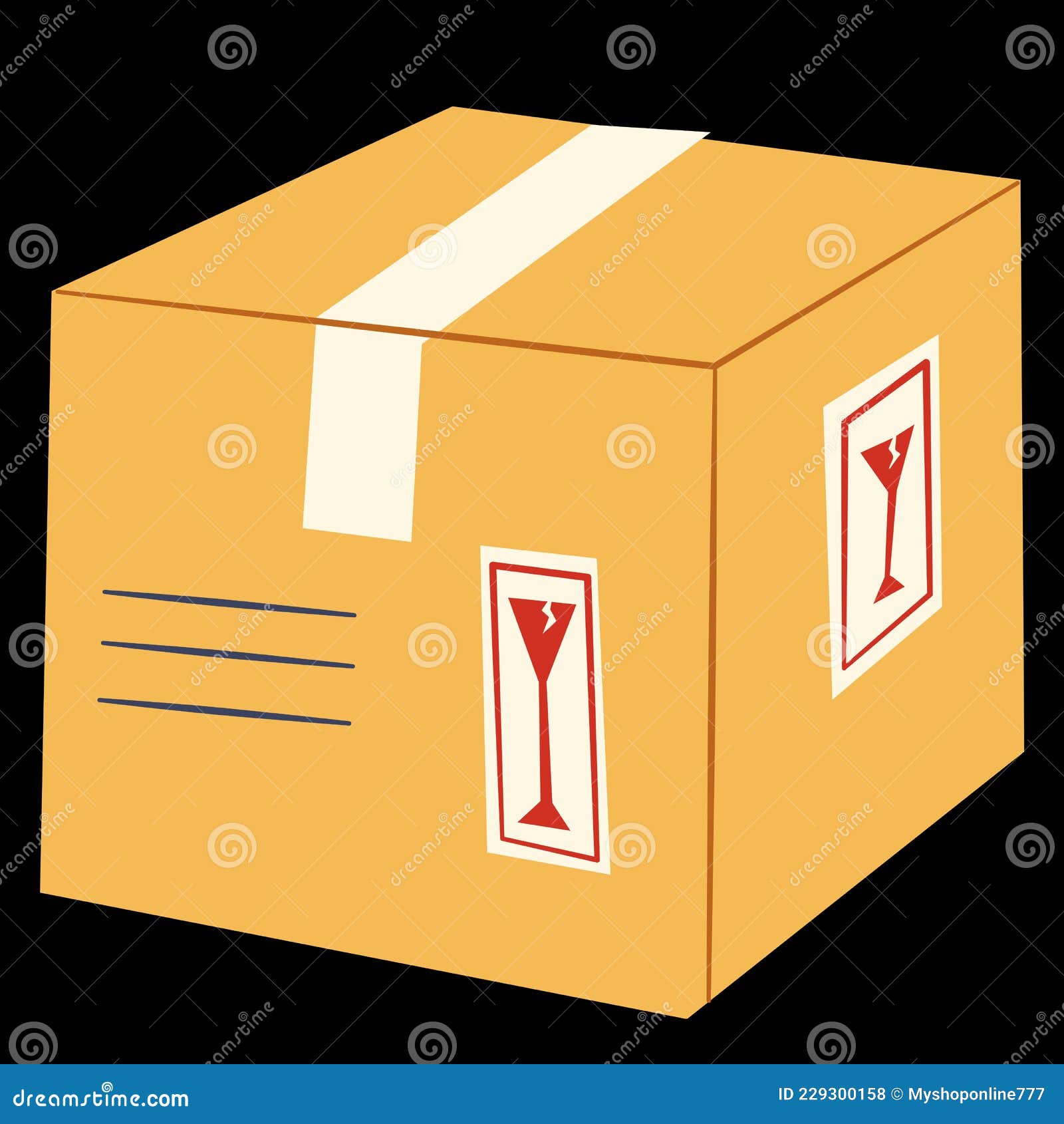 Cardboard box with label stock illustration. Illustration of store ...