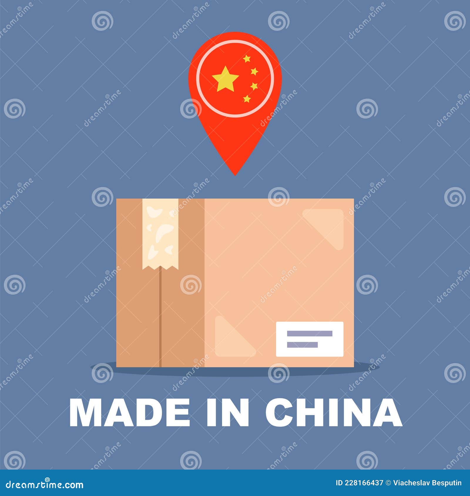 Cardboard Box with a Label. Package from China Stock Vector ...