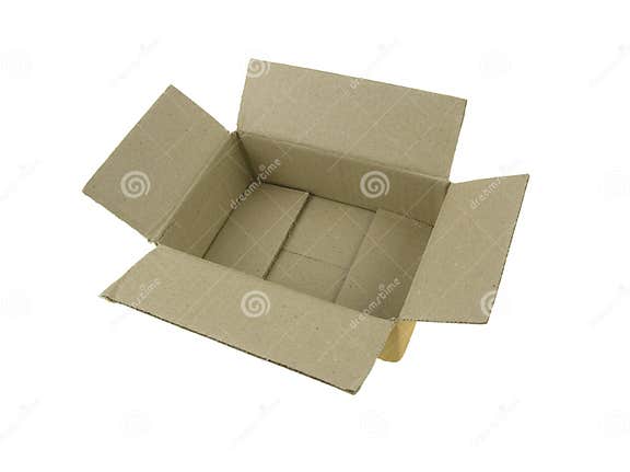 Cardboard Box with Lid Open Isolated on White Background Stock Image ...