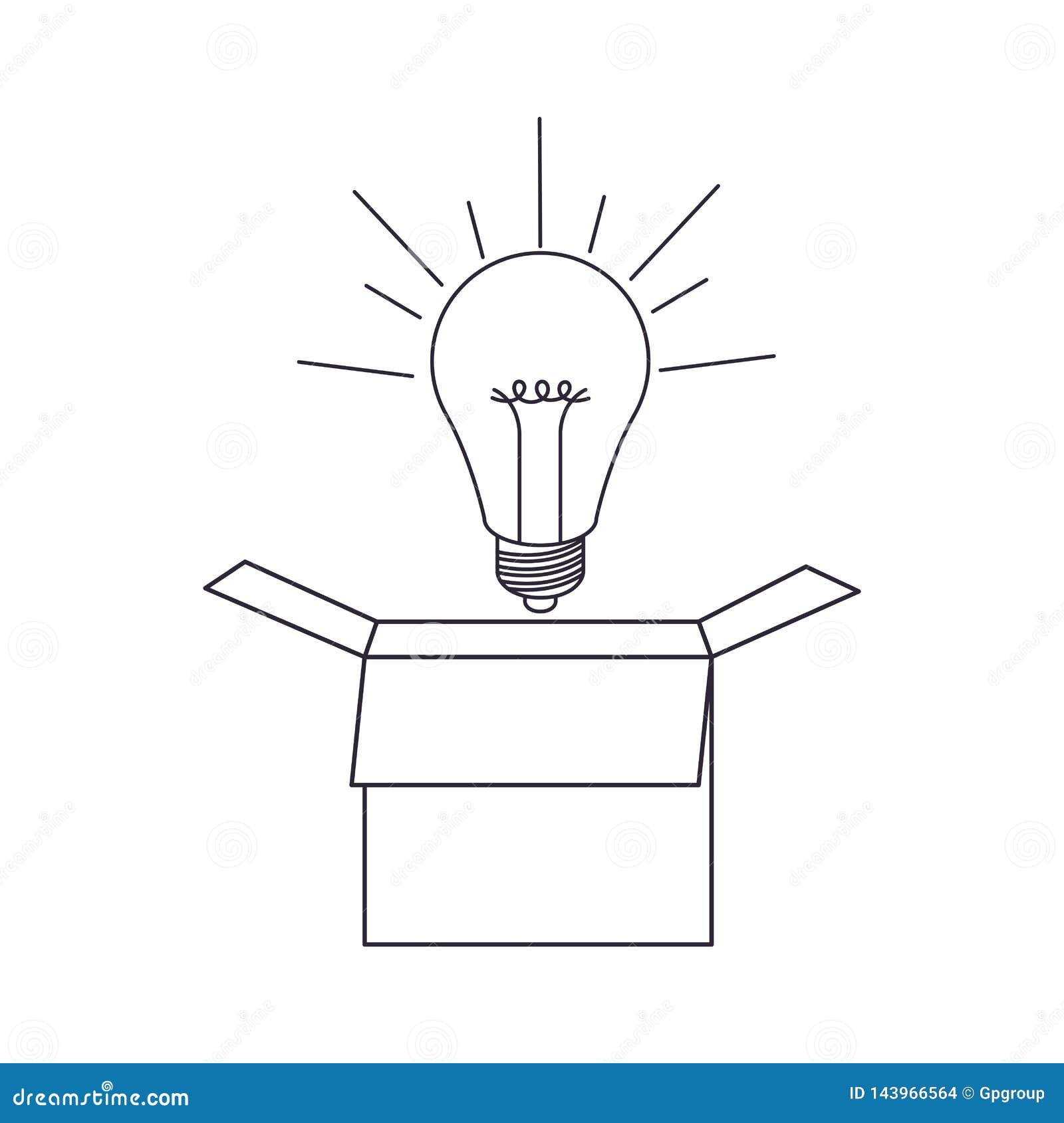 Cardboard Box with Light Bulb Isolated Icon Stock Vector - Illustration ...