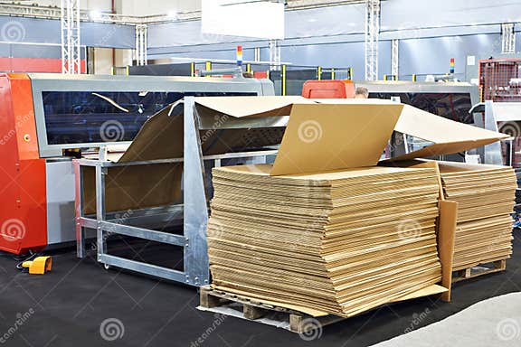 Cardboard Box Making Machine Stock Photo - Image of manufacturing ...