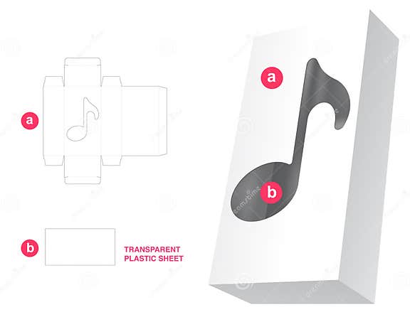 Cardboard Box with Musical Note Window Die Cut Template Design Stock ...