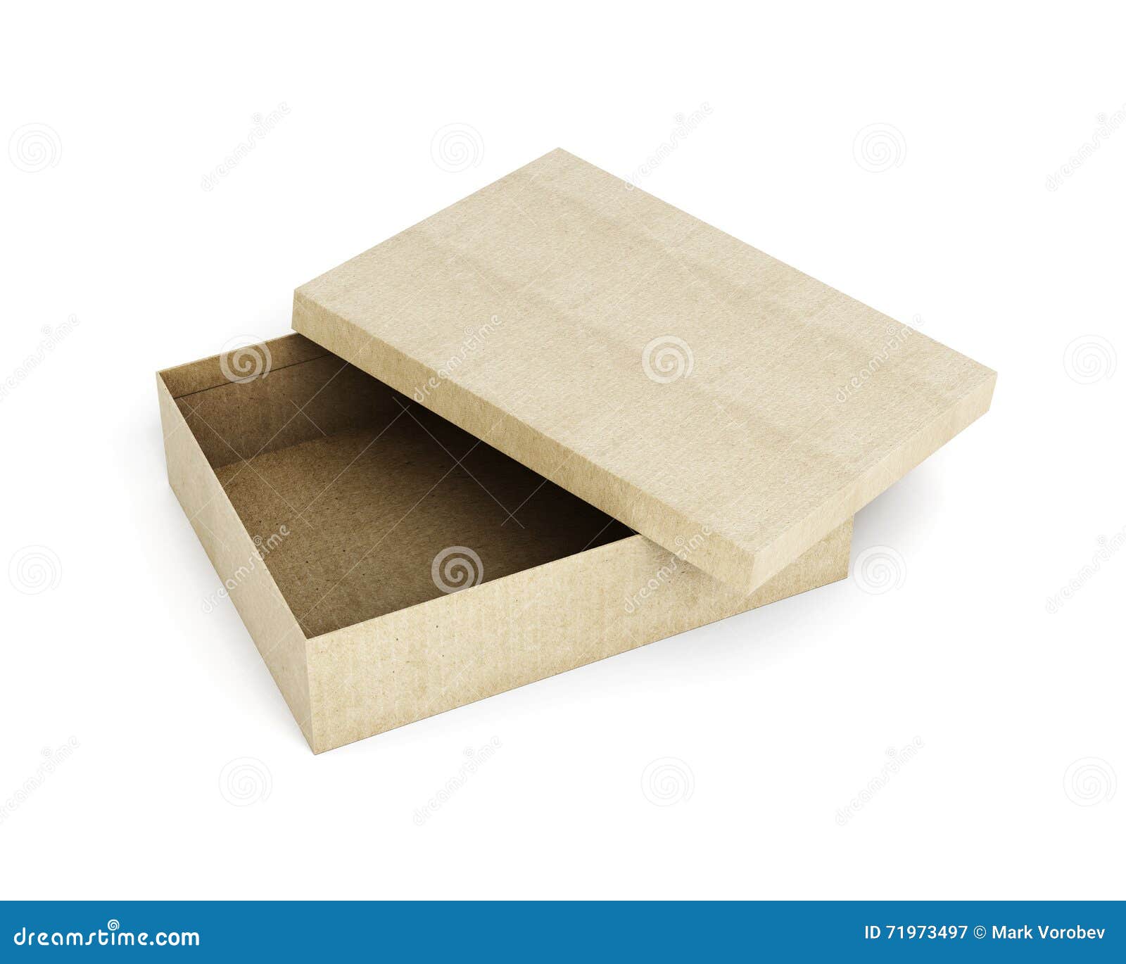 Cardboard Box with Open Lid on White Background. 3d Ren Stock ...