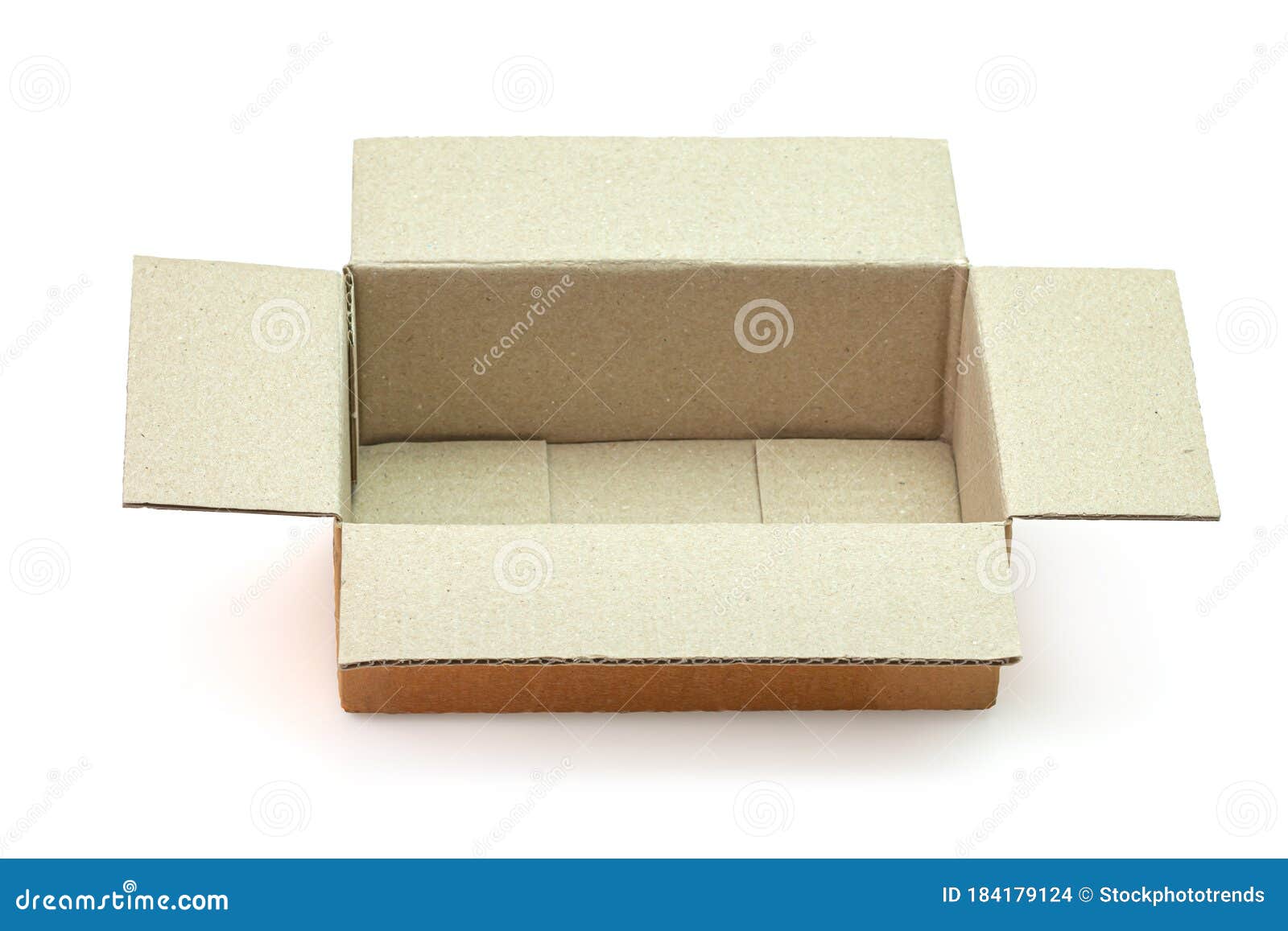 Cardboard Box Opened Empty Isolated on White Background. the Orange ...