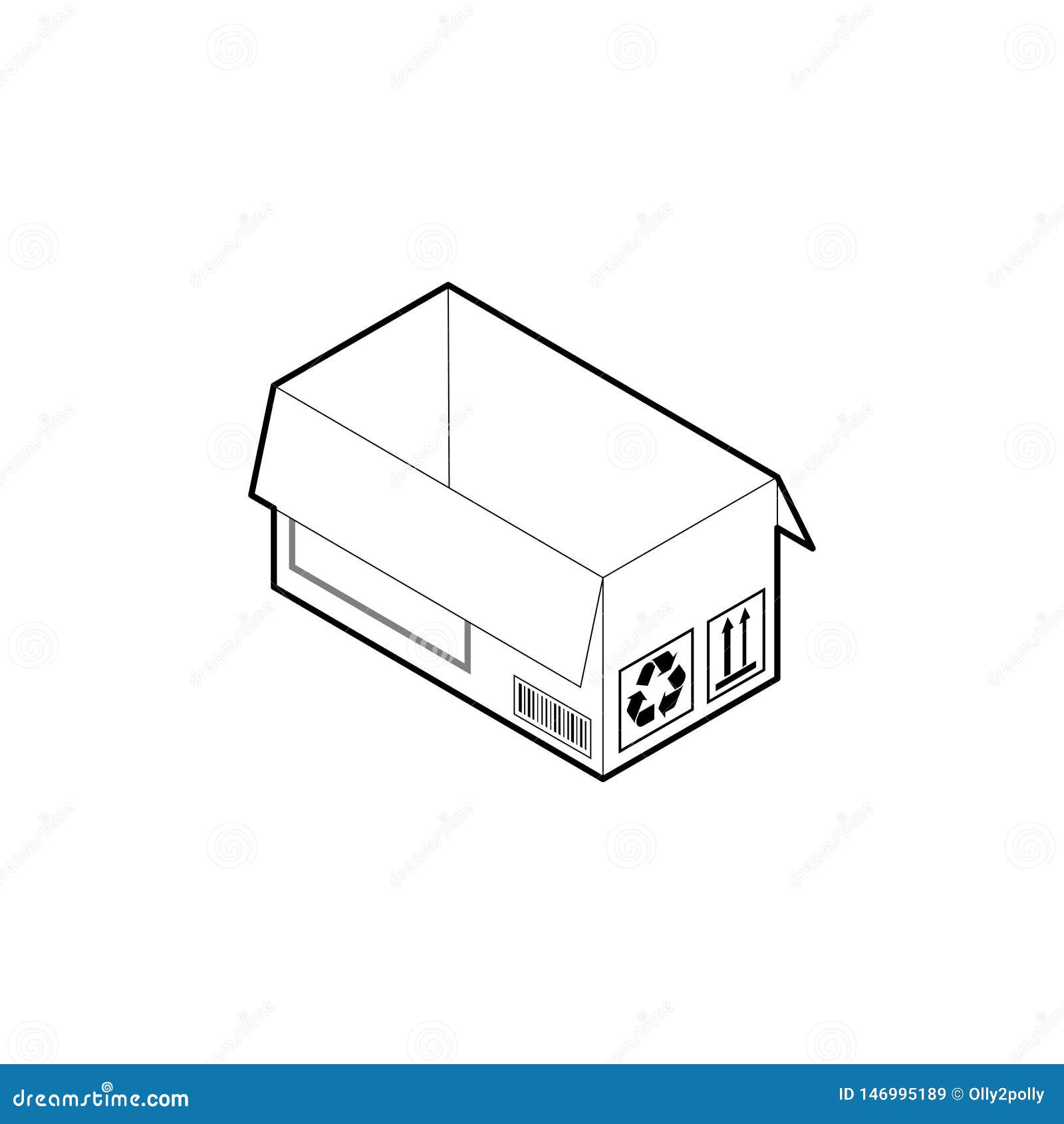 Cardboard Box Outline Icon. Isometric Outline Vector Isolated on White ...