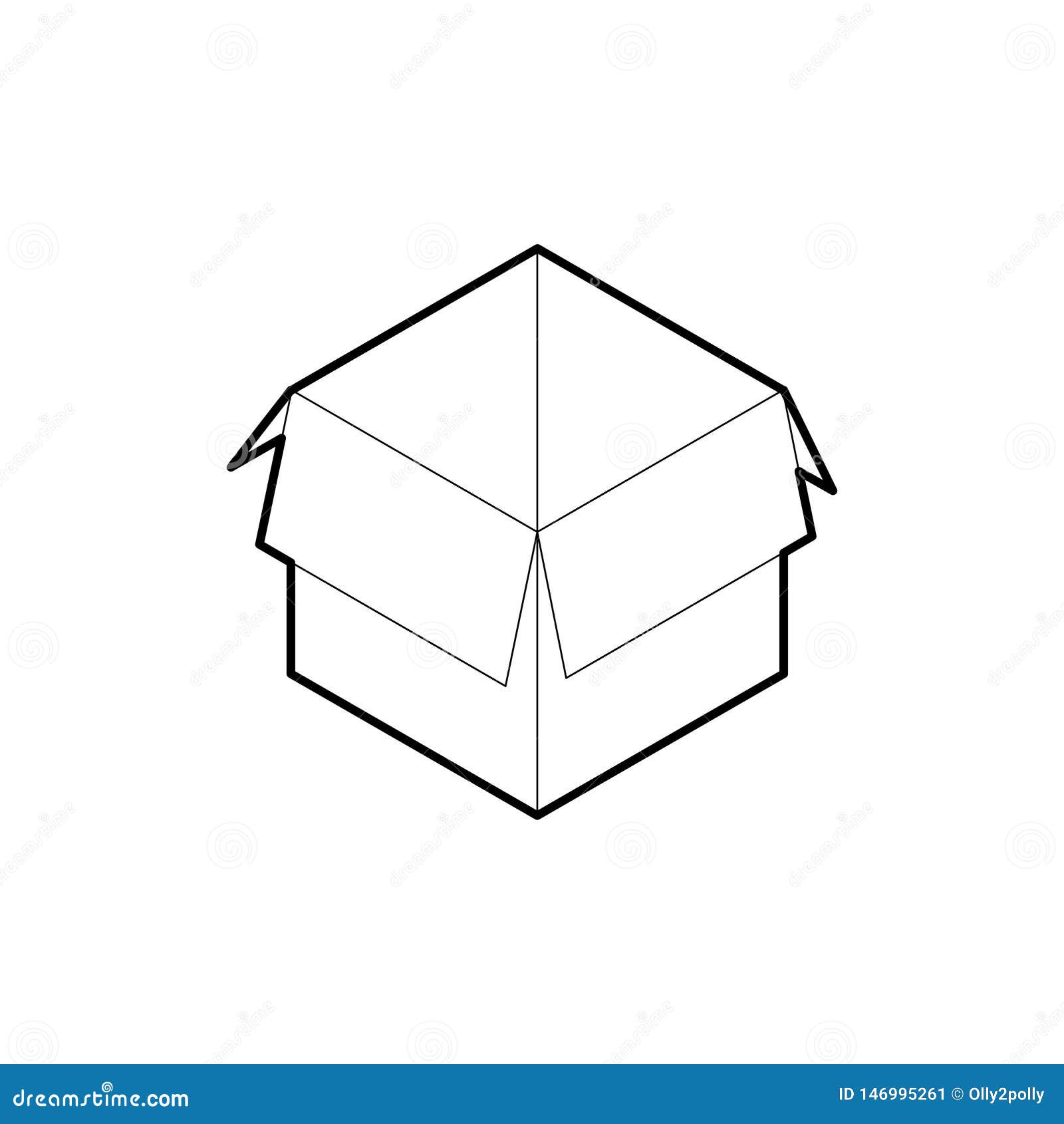 Cardboard Box Outline Icon. Isometric Outline Vector Isolated on White ...