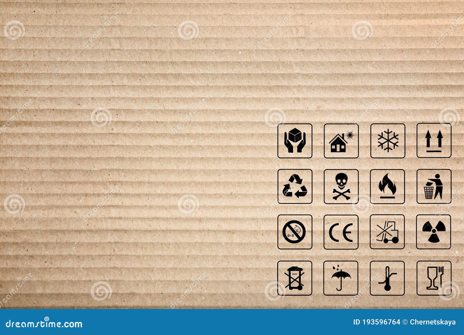 Cardboard Box with Packaging Symbols As Background Stock Illustration ...
