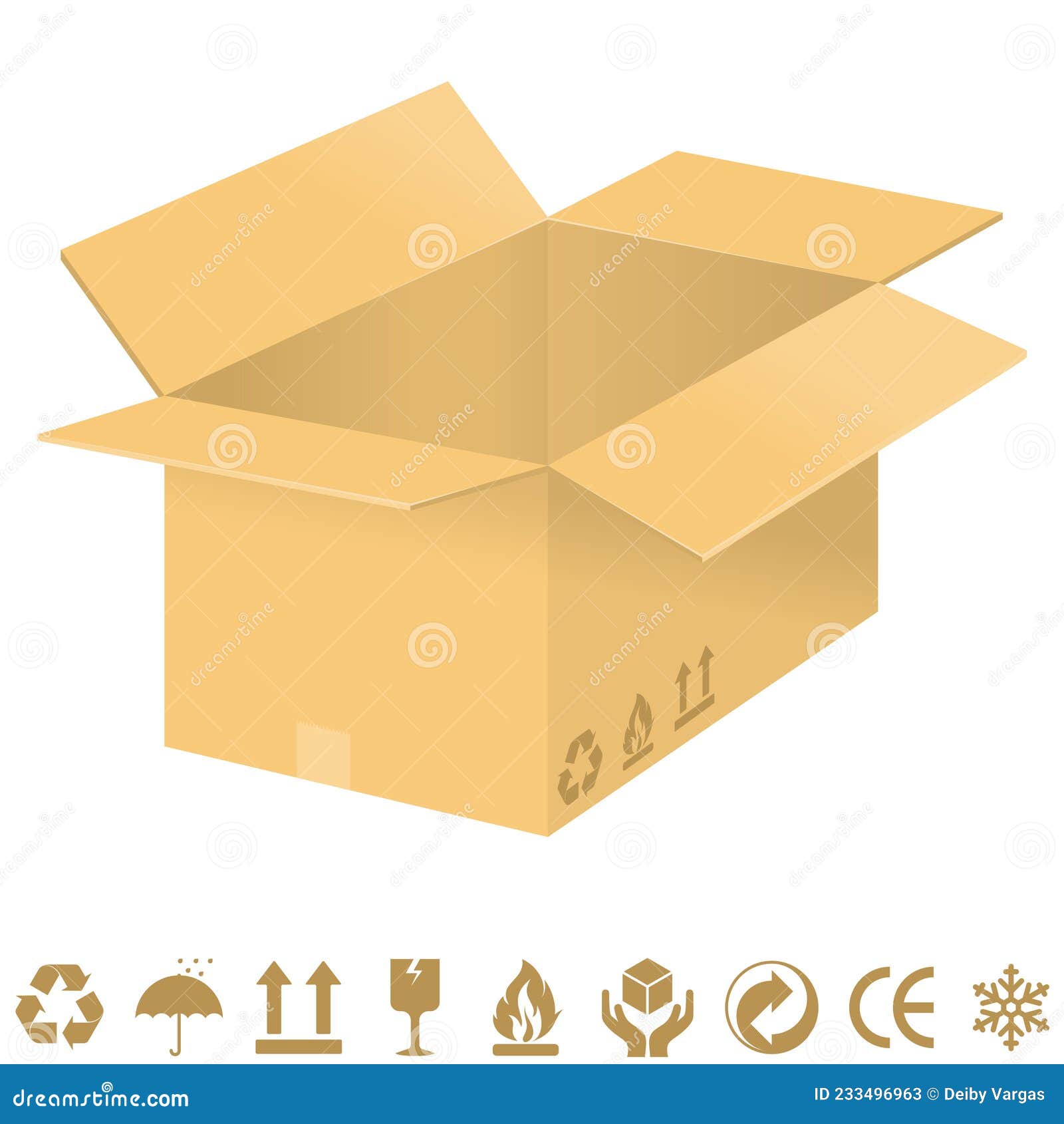 Cardboard Box with Packaging Symbols Stock Vector - Illustration of ...