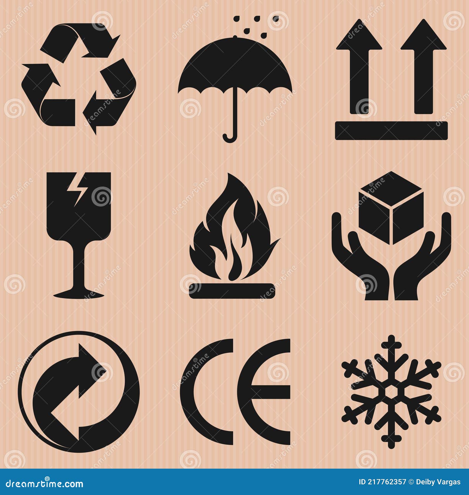 Cardboard Box Packaging Symbols Stock Vector - Illustration of mail ...