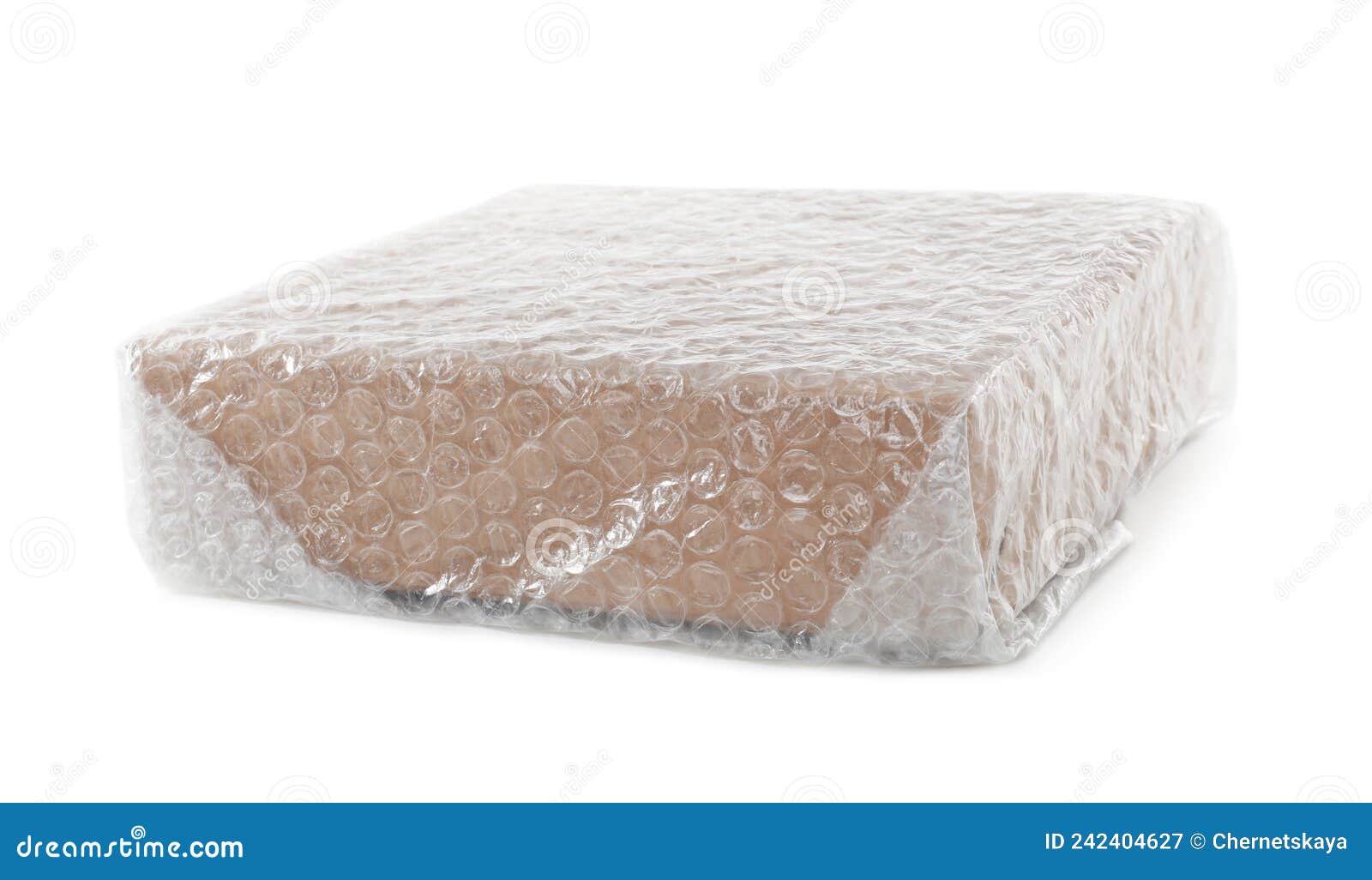 Cardboard Box Packed in Bubble Wrap Isolated on White Stock Image ...