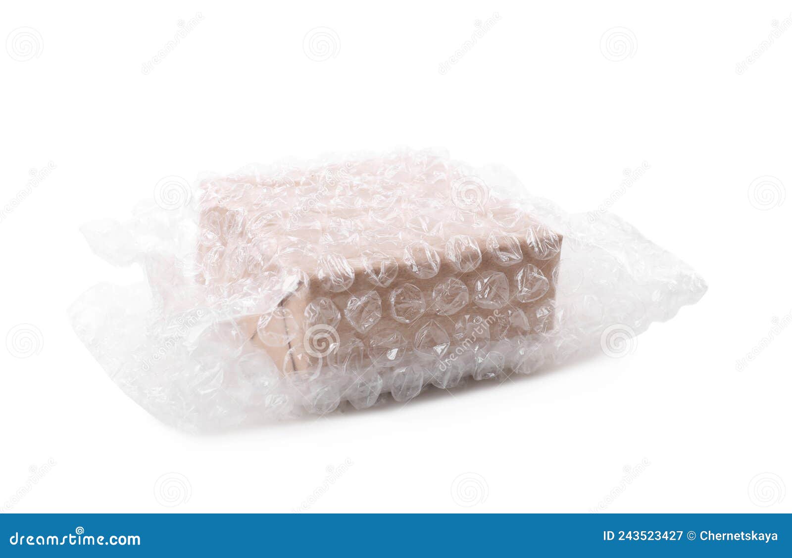 Cardboard Box Packed in Bubble Wrap Isolated on White Stock Image ...