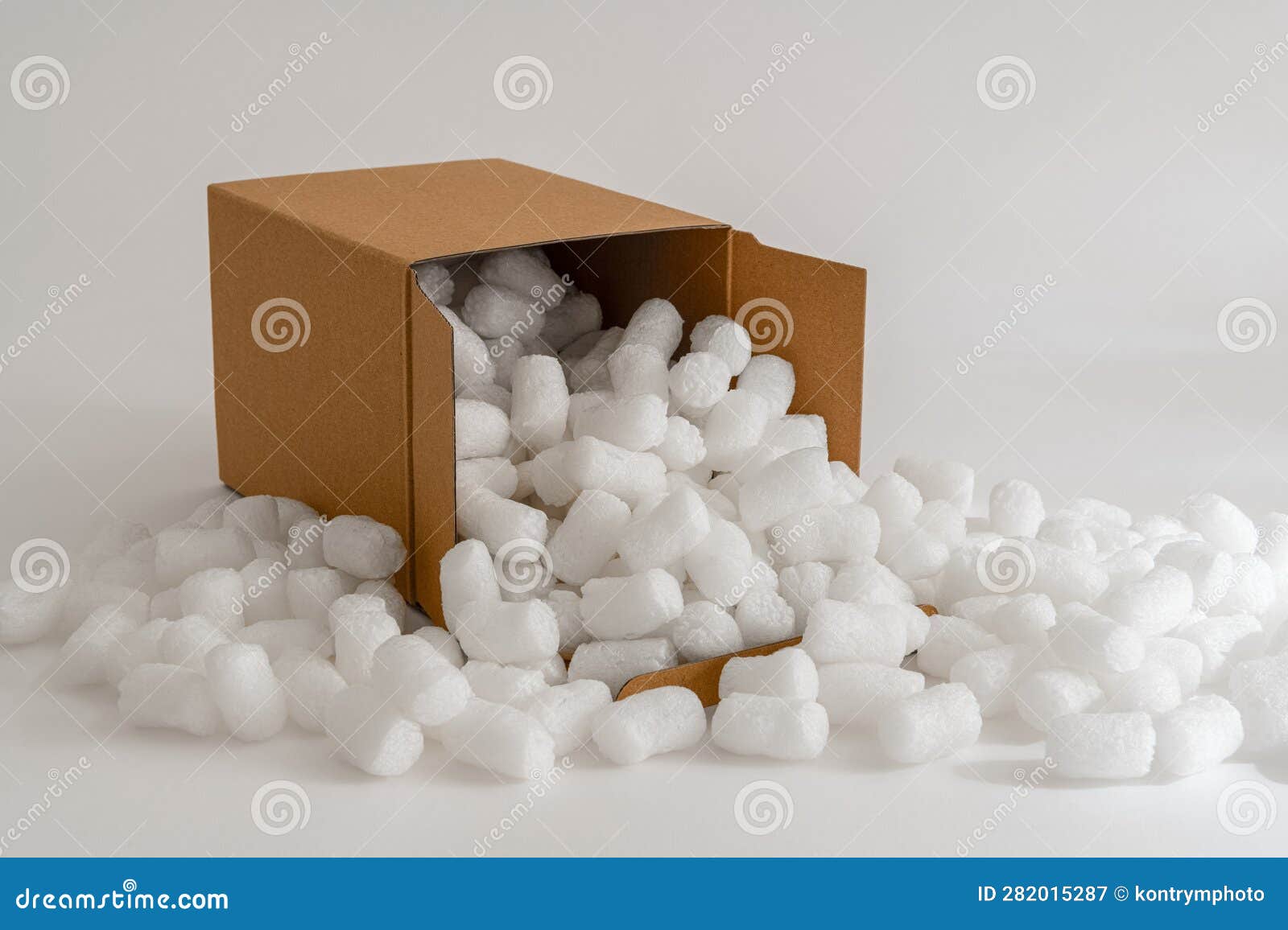 Cardboard Box with Packing Peanuts Stock Image - Image of container ...