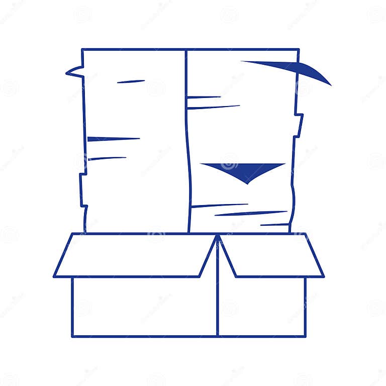 Cardboard Box and Papers Stack Isolated Icon Design Stock Vector ...