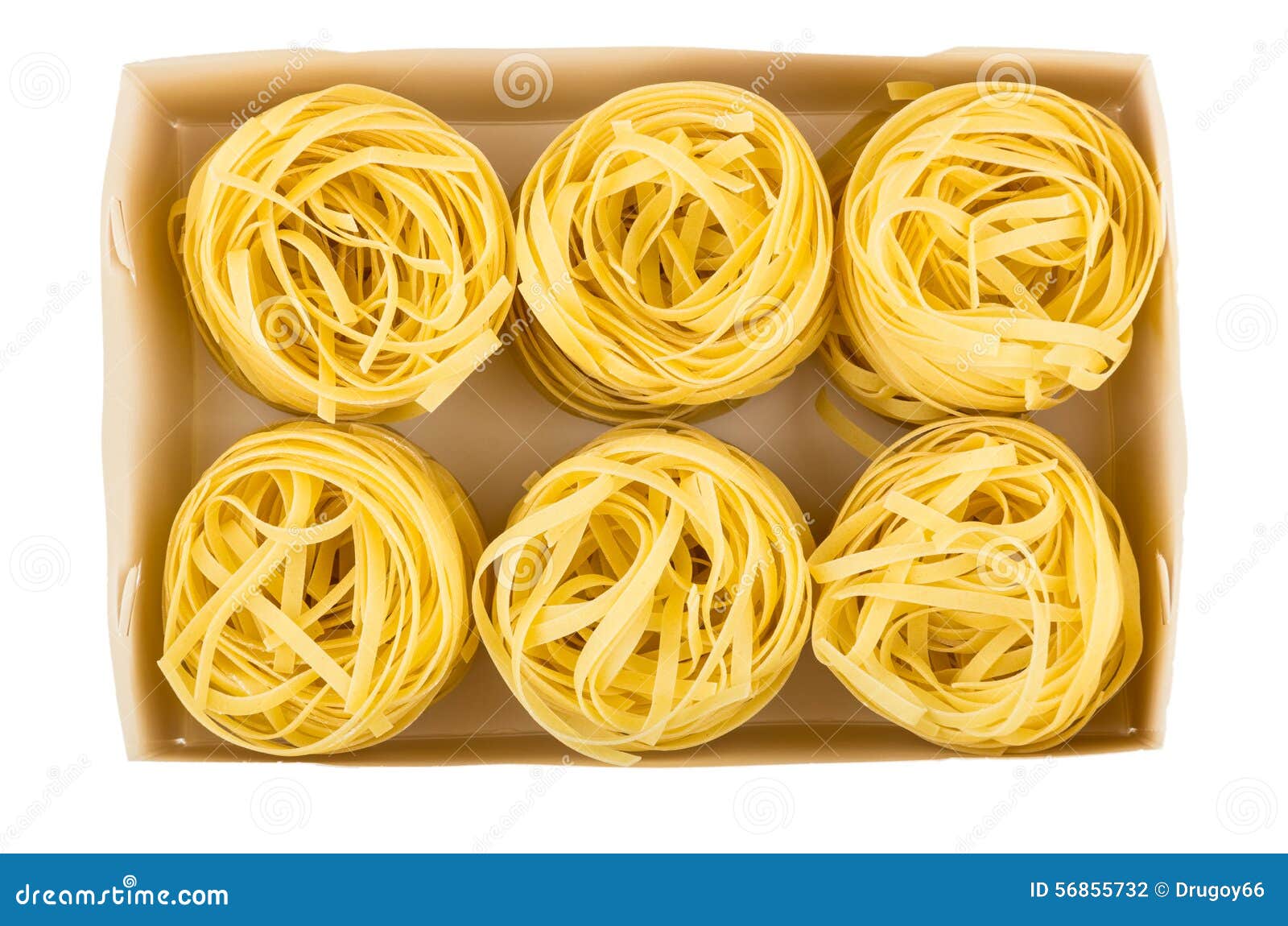 Cardboard Box with Pasta in Form Nest Isolated on White Stock Photo ...
