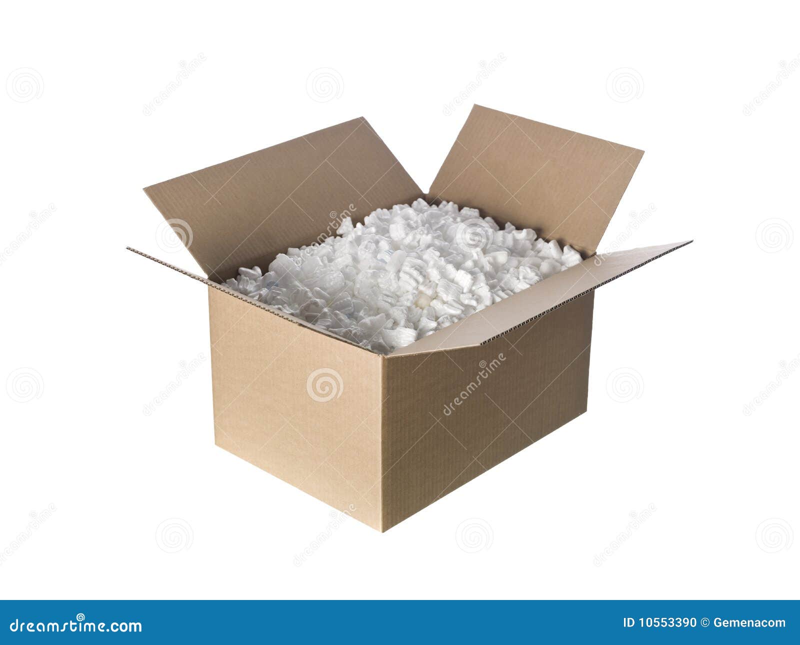 Cardboard box with peanuts stock photo. Image of shipping - 10553390