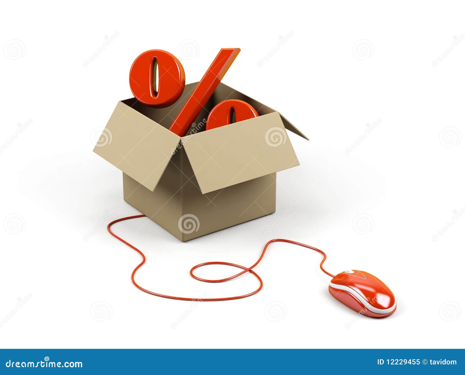 Cardboard Box with Percent Sign. Stock Illustration - Illustration of ...