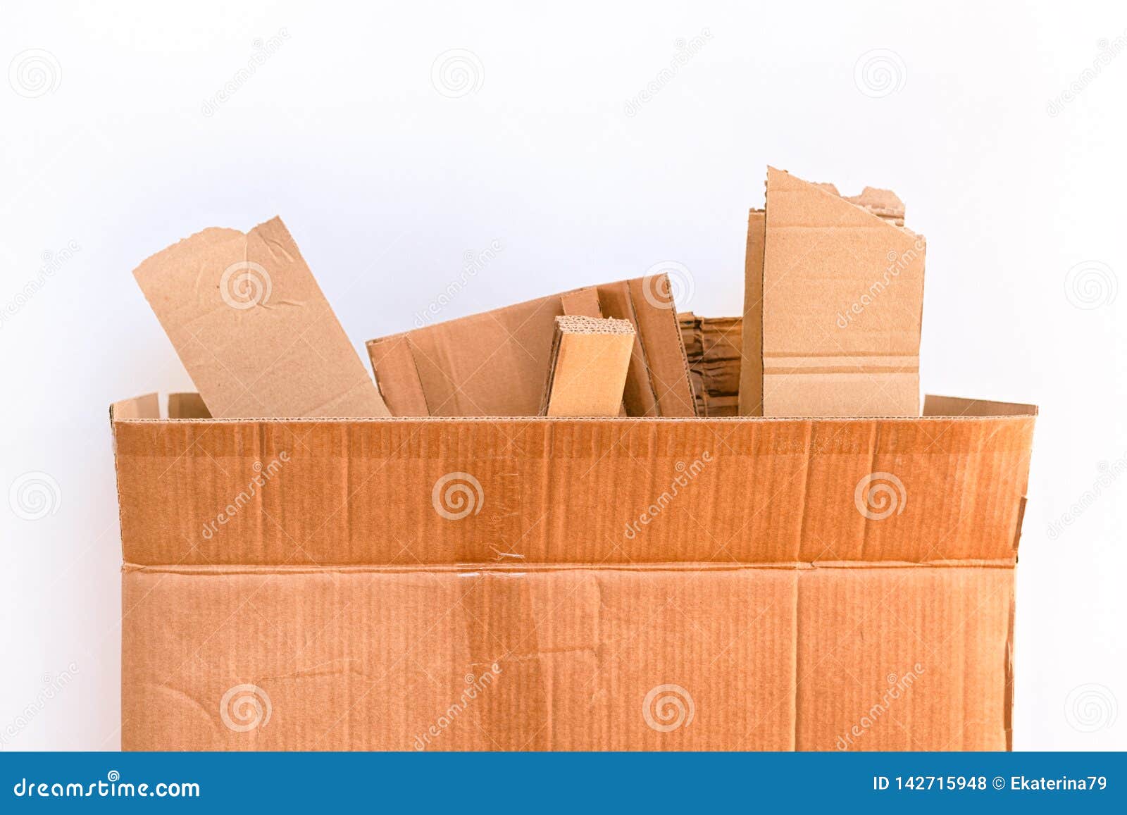 Cardboard Box with Cardboard Pieces Against White Background Stock ...