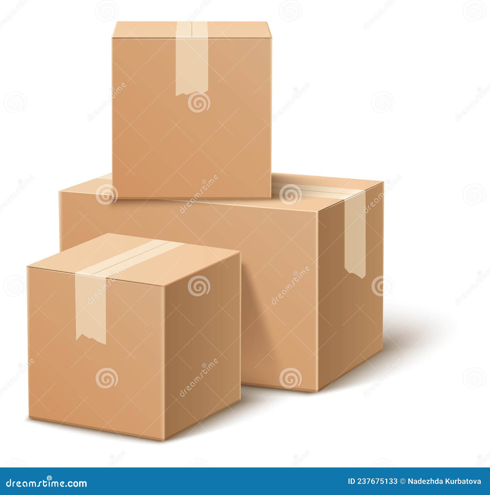 Cardboard Box Pile. Blank Closed Parcels in Realistic Style Stock ...