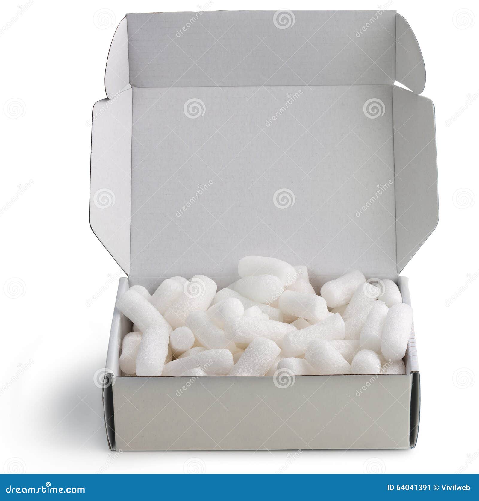 Cardboard Box with Polystyrene Chips Stock Image - Image of goods, open ...