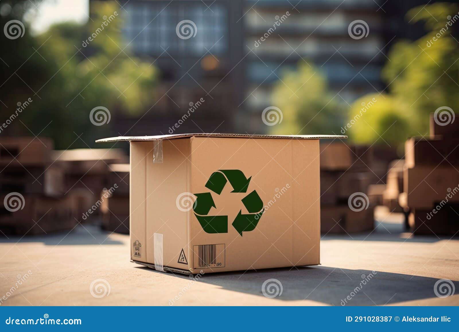 Cardboard Box with Recycle Logo. Ai Generative Stock Illustration ...