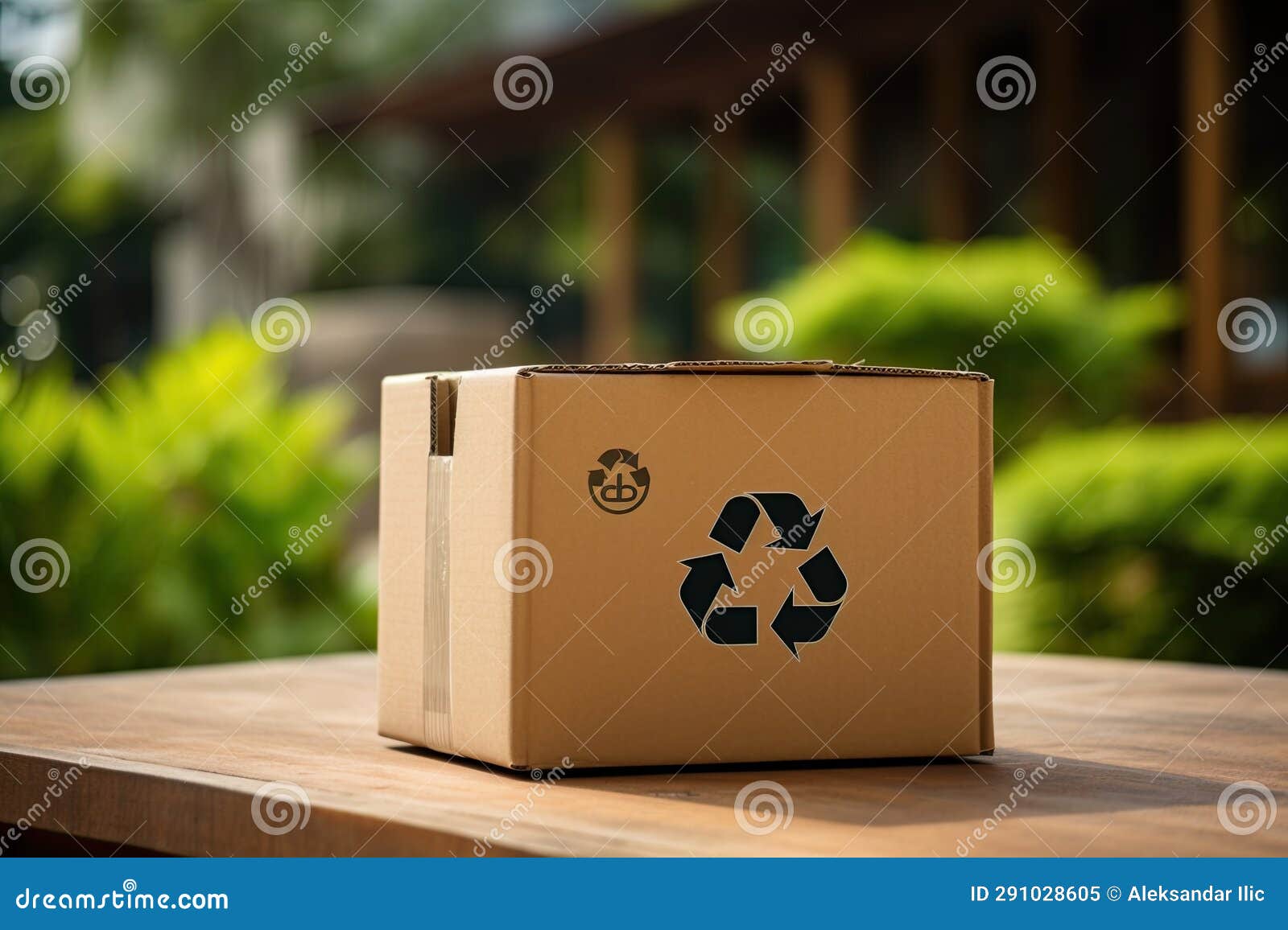 Cardboard Box with Recycle Logo. Ai Generative Stock Illustration ...