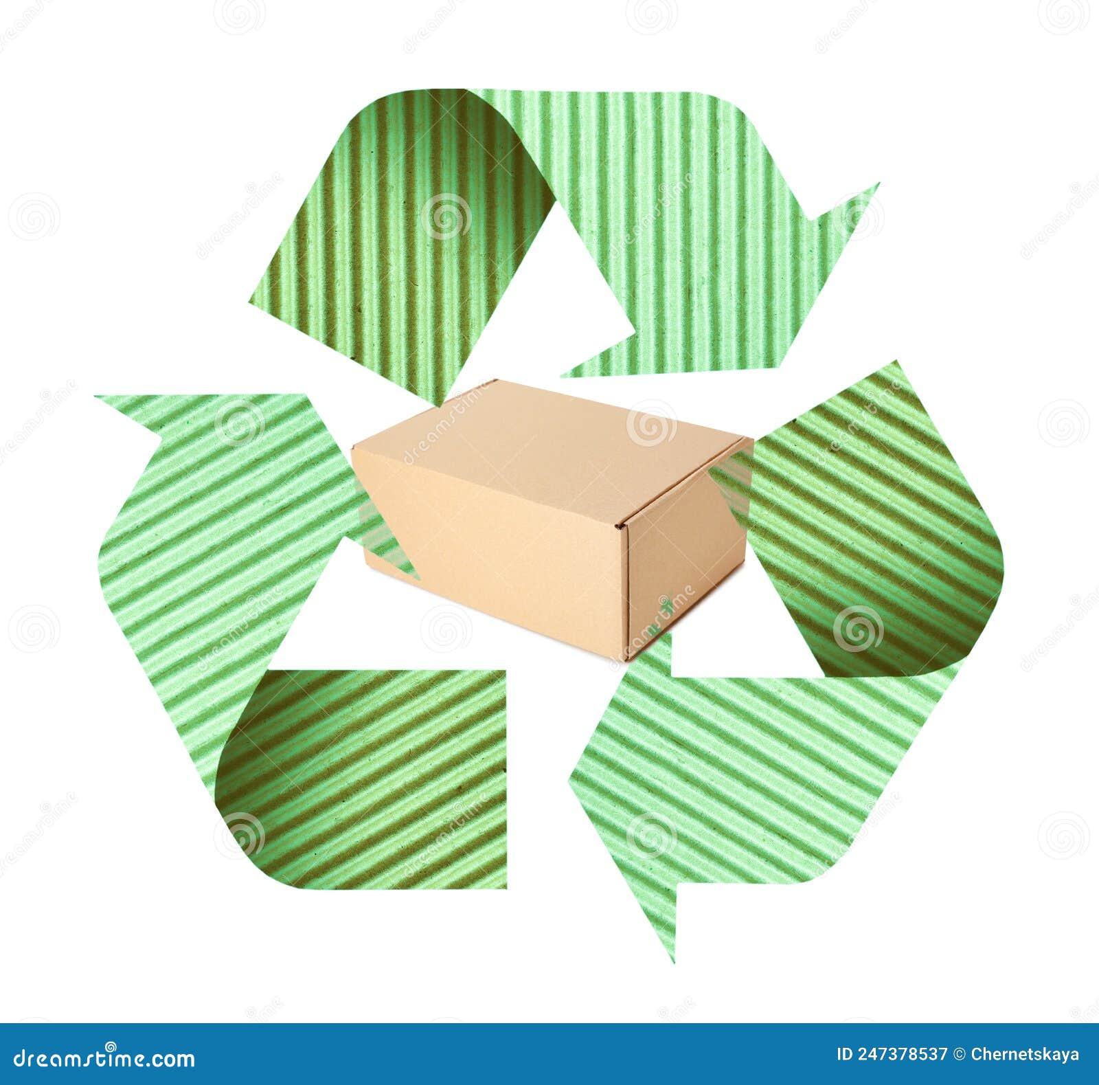 Cardboard Box and Recycling Symbol on White Background Stock Image ...