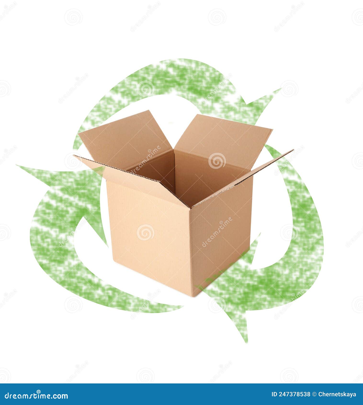 Cardboard Box and Recycling Symbol on White Background Stock Photo ...