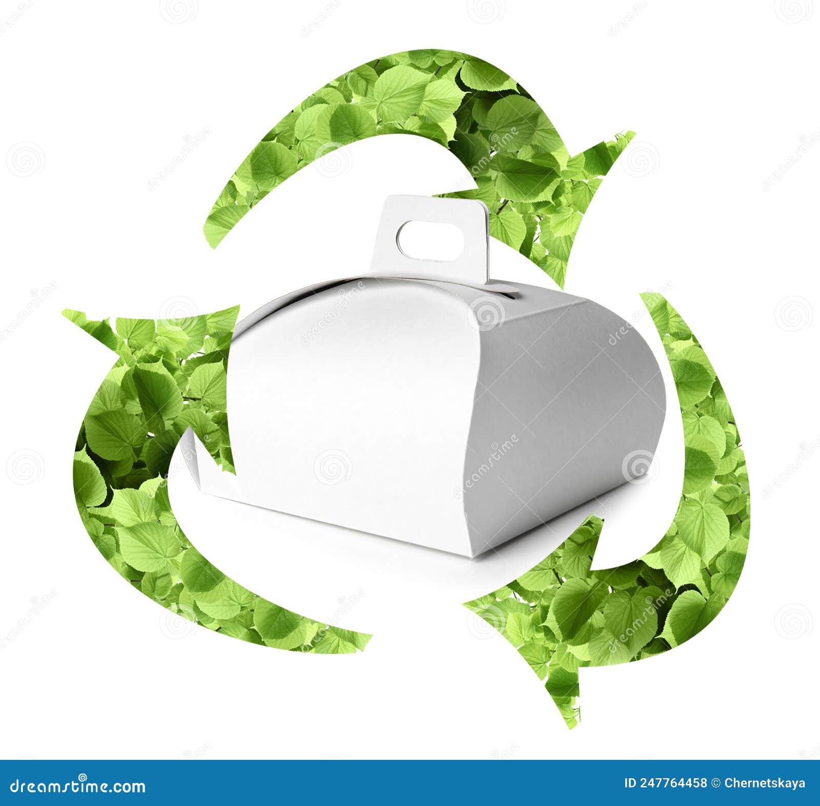 Cardboard Box and Recycling Symbol on White Background Stock Photo ...