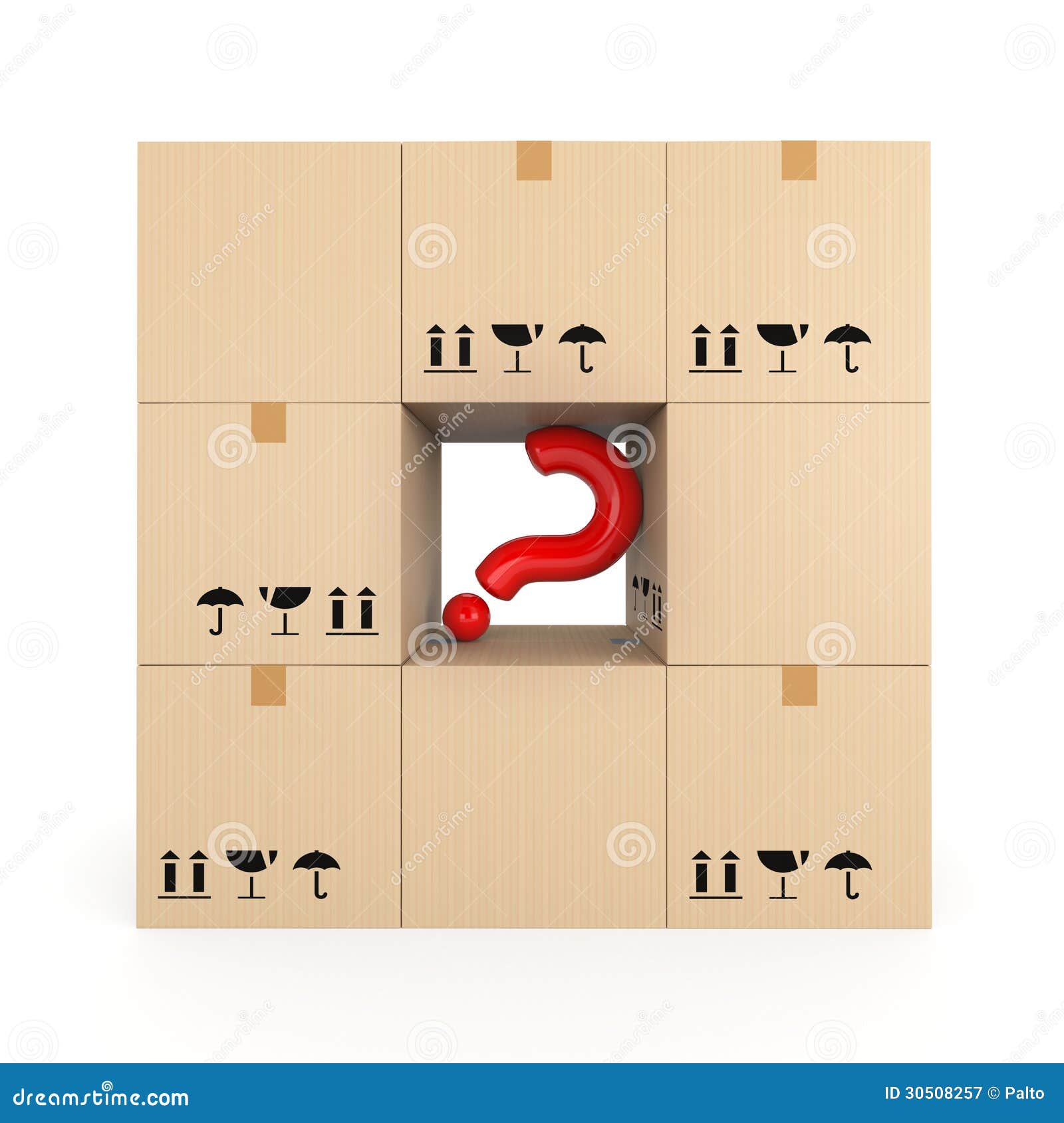 Cardboard Box with Red Question Mark Stock Illustration - Illustration ...