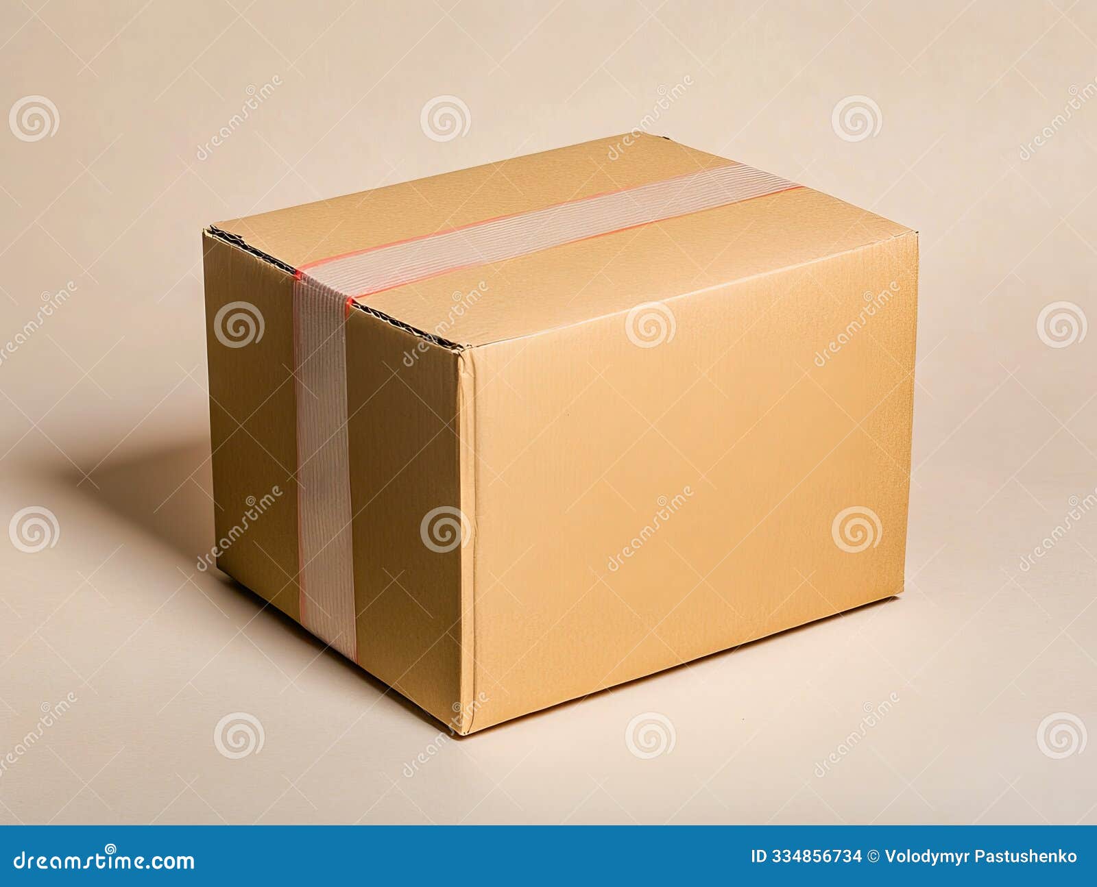 A Cardboard Box with a Red and White Stripe on it Stock Photo - Image ...
