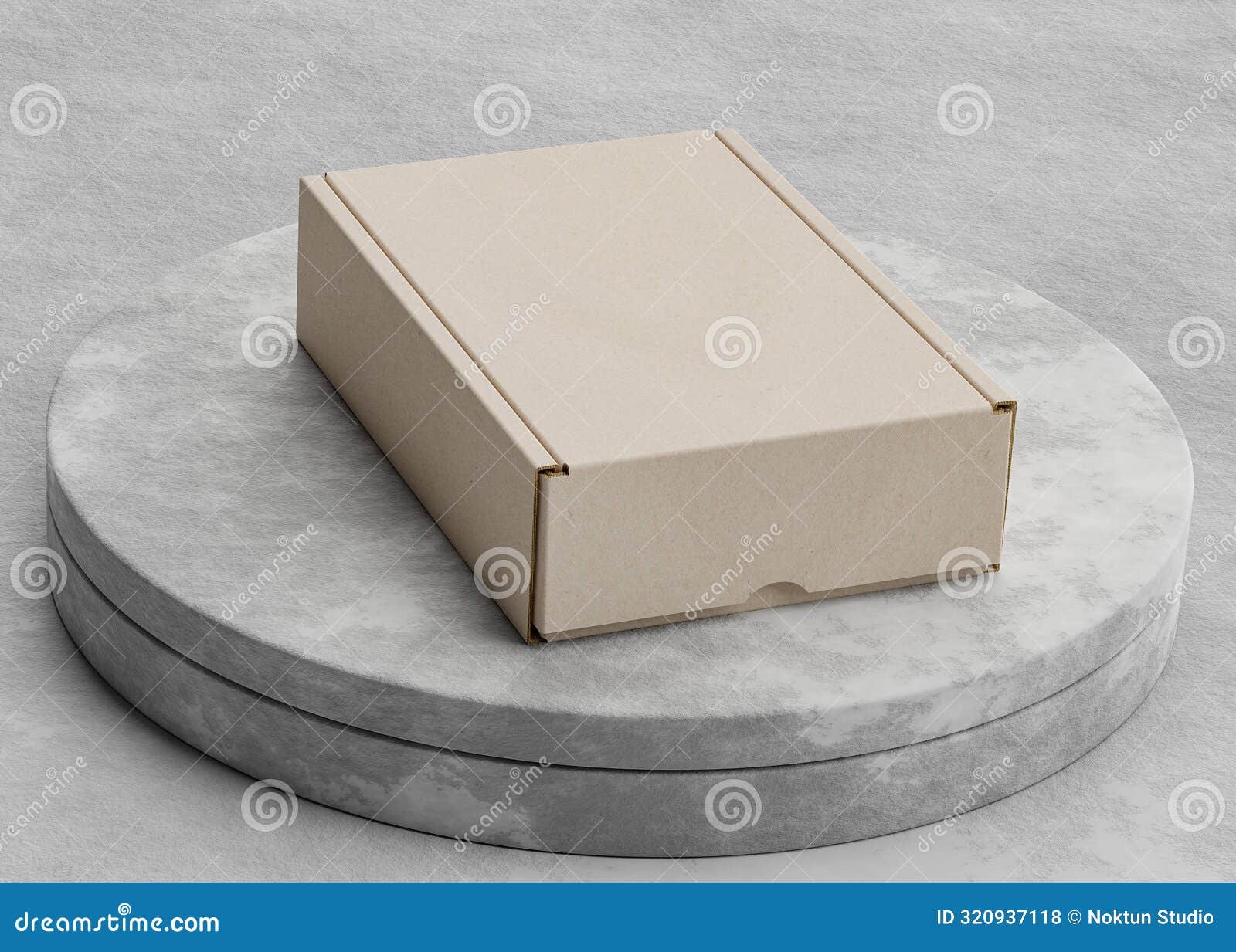 Cardboard Box on the Rock Pedestal with Texture Use for Mockup Stock ...