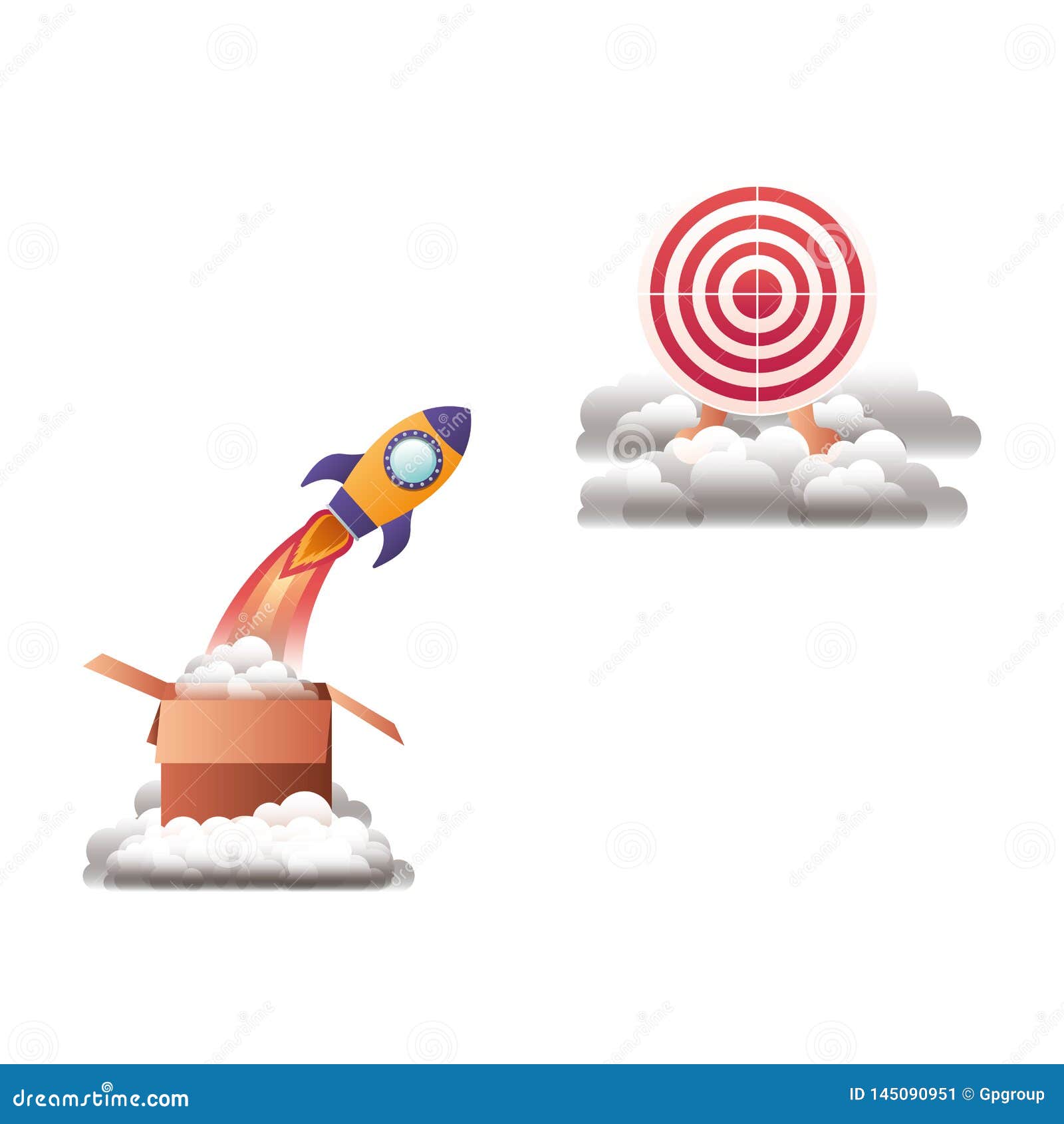 Cardboard Box with Rocket and Target Shooting Stock Vector ...