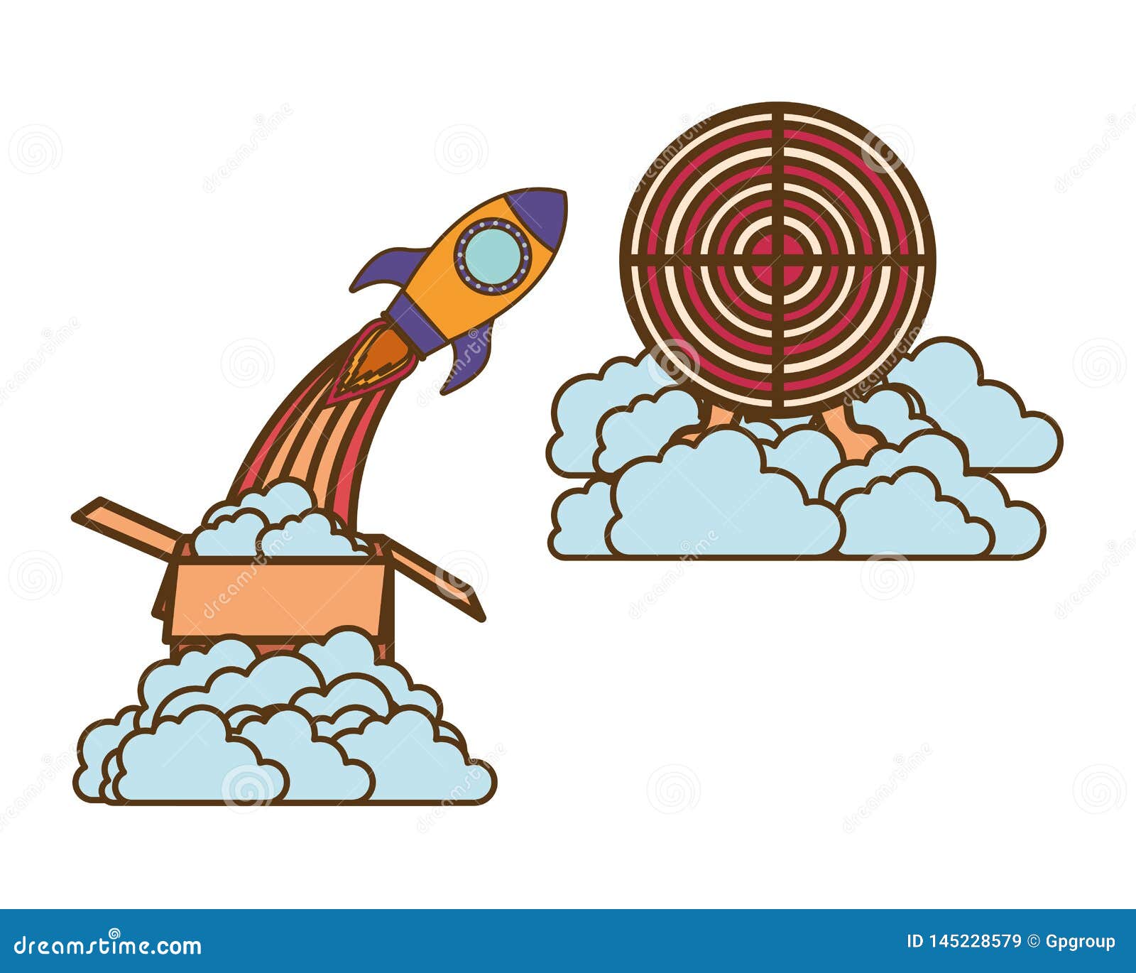 Cardboard Box with Rocket and Target Shooting Stock Vector ...