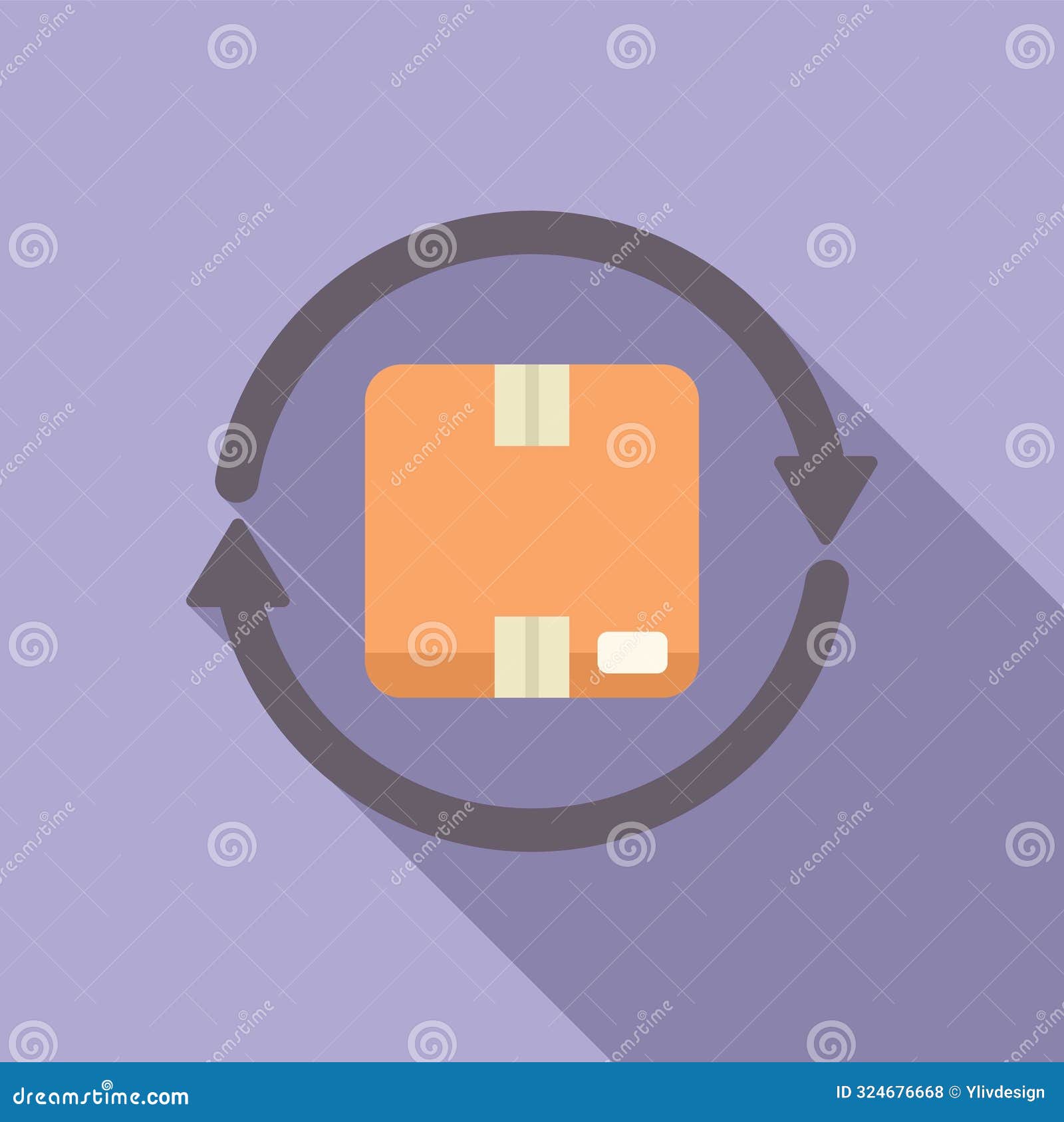 Cardboard Box Rotating Inside Arrows Signalling Return Procedure Stock ...