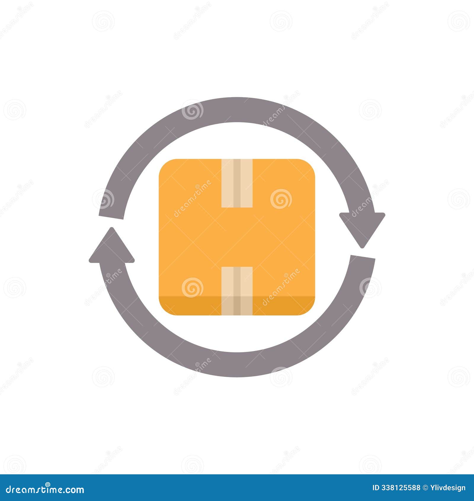 Cardboard Box Rotating Inside Circular Arrows Representing Return ...