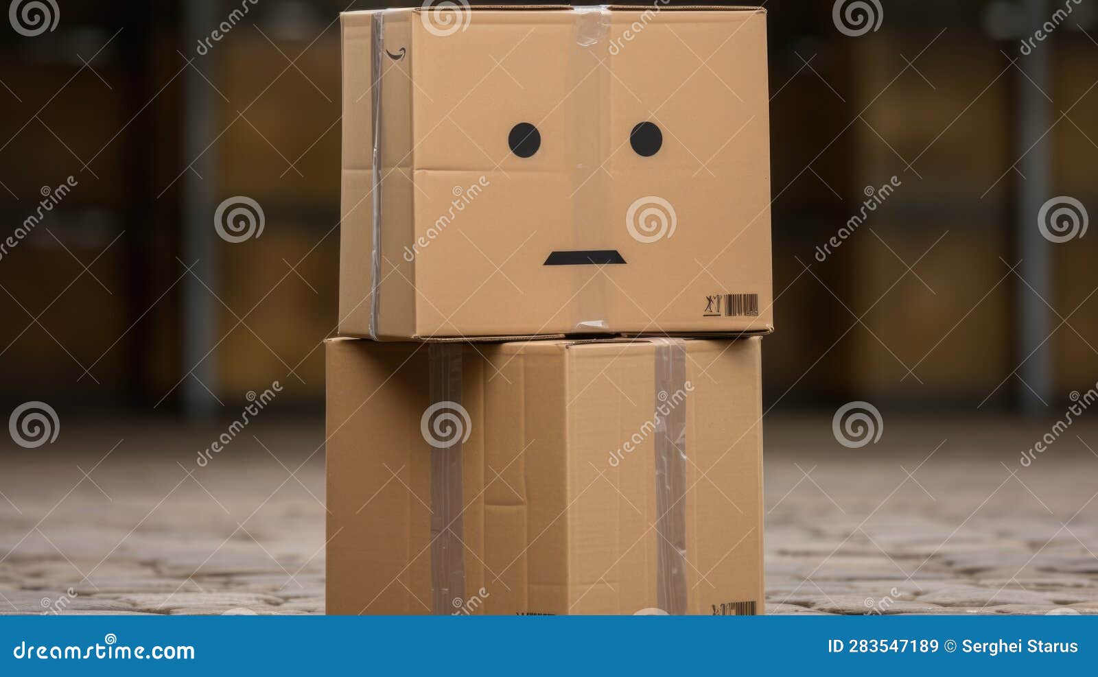 A Cardboard Box with a Sad Face on it. Generative AI Image. Stock ...