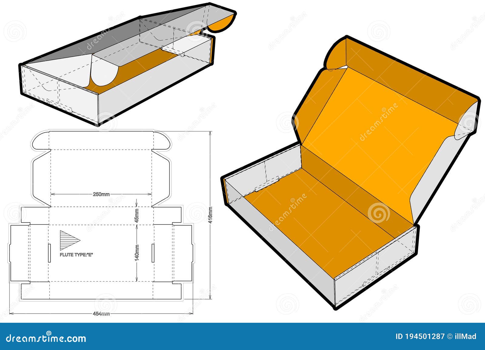 Stackable Cardboard Tray, And Die-cut Pattern. Vector Illustration ...