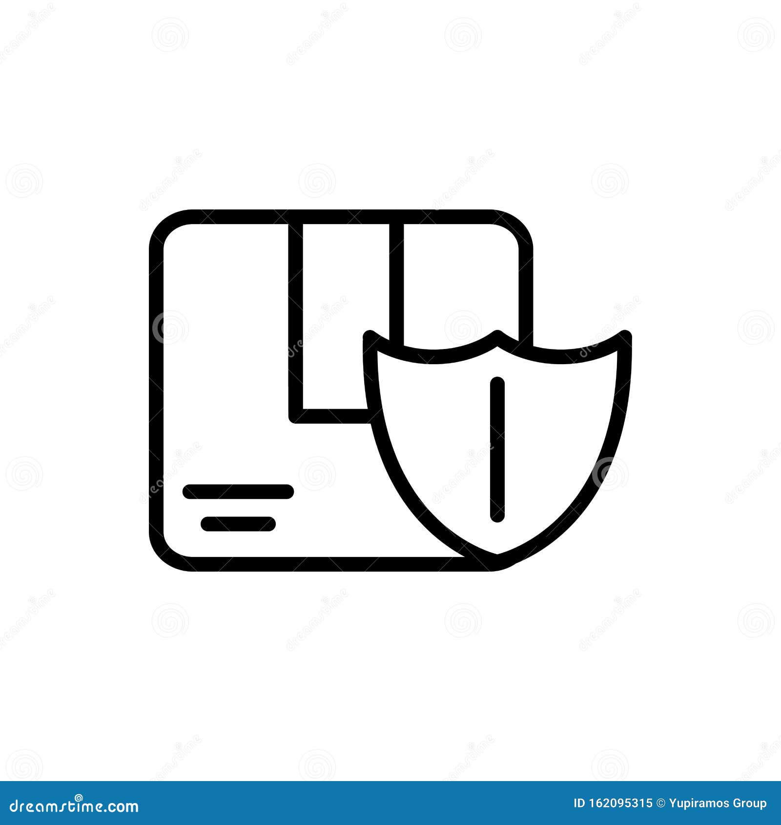Cardboard Box Shield Delivery Icon Thick Line Stock Vector ...