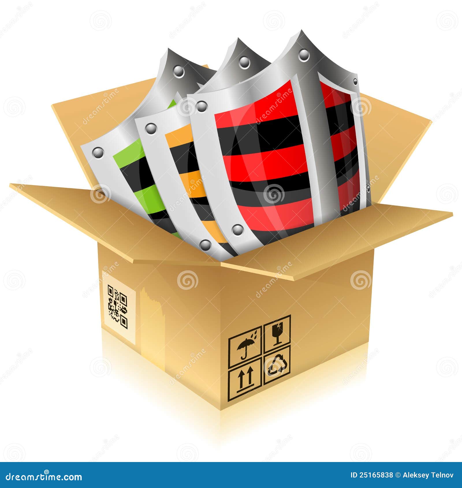Cardboard Box with Shield Safety Stock Vector - Illustration of defense ...