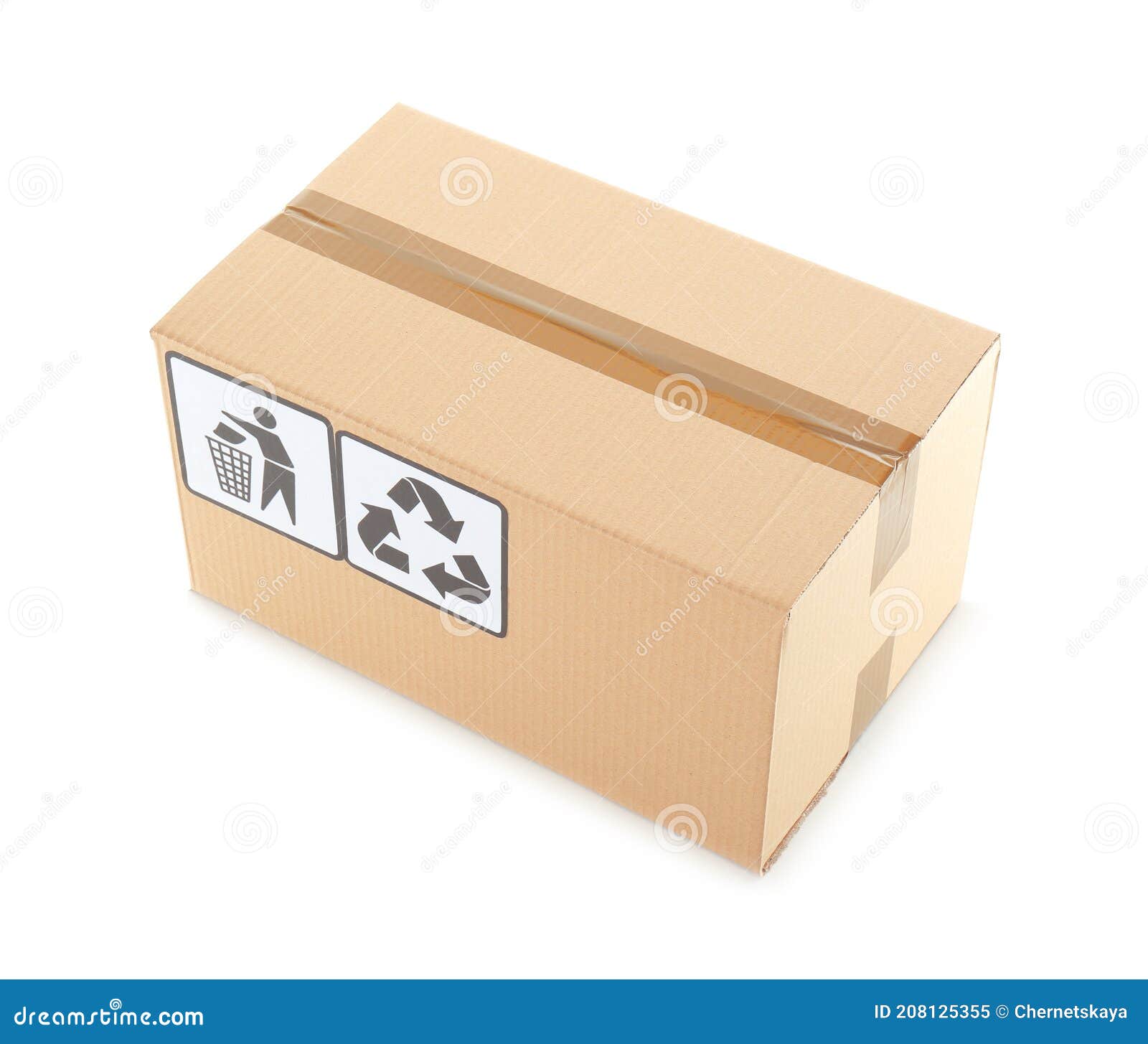 Cardboard Box with Shipping Label Isolated on White Stock Image - Image ...