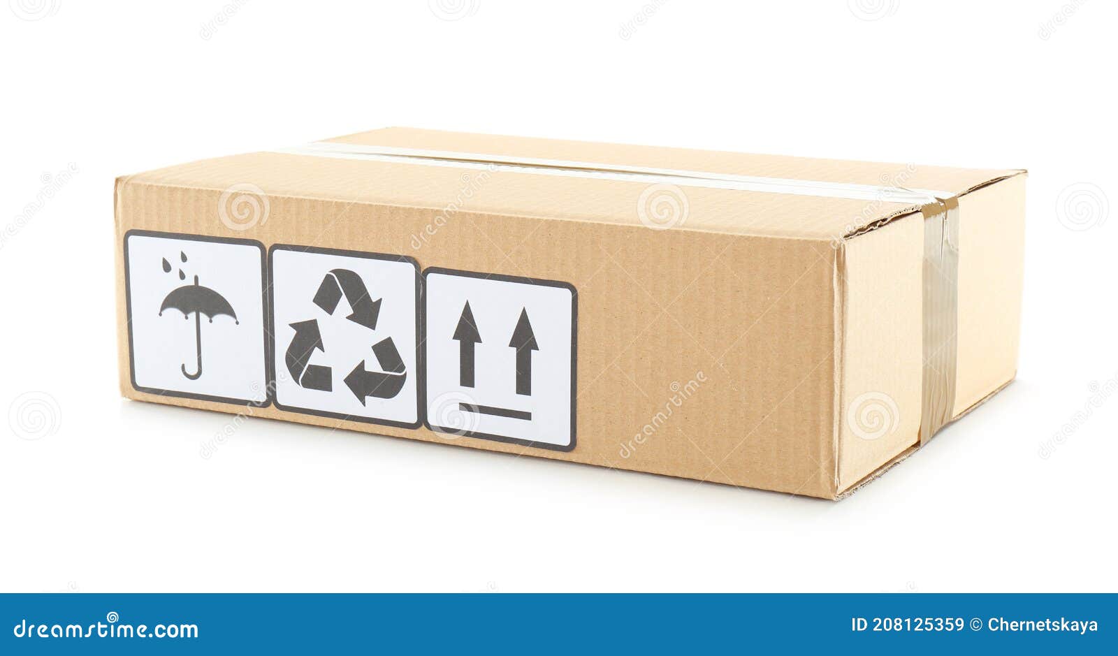 Cardboard Box with Shipping Label Isolated on White Stock Image - Image ...