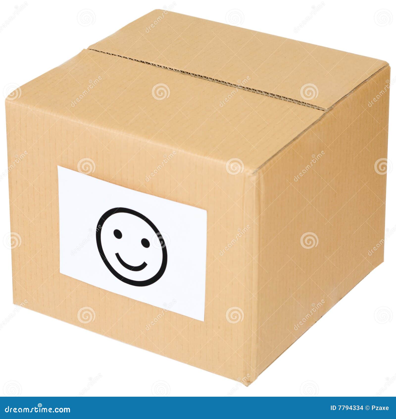 Cardboard Box with a Smiley Sign Stock Photo - Image of isolated ...
