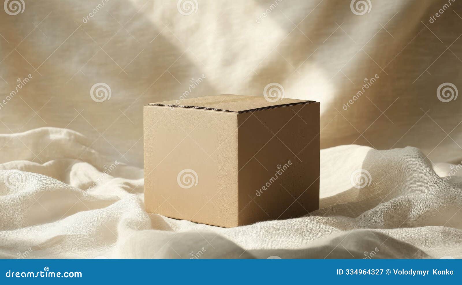 Cardboard Box on Soft Fabric Backdrop, Minimalist Concept Stock Image ...