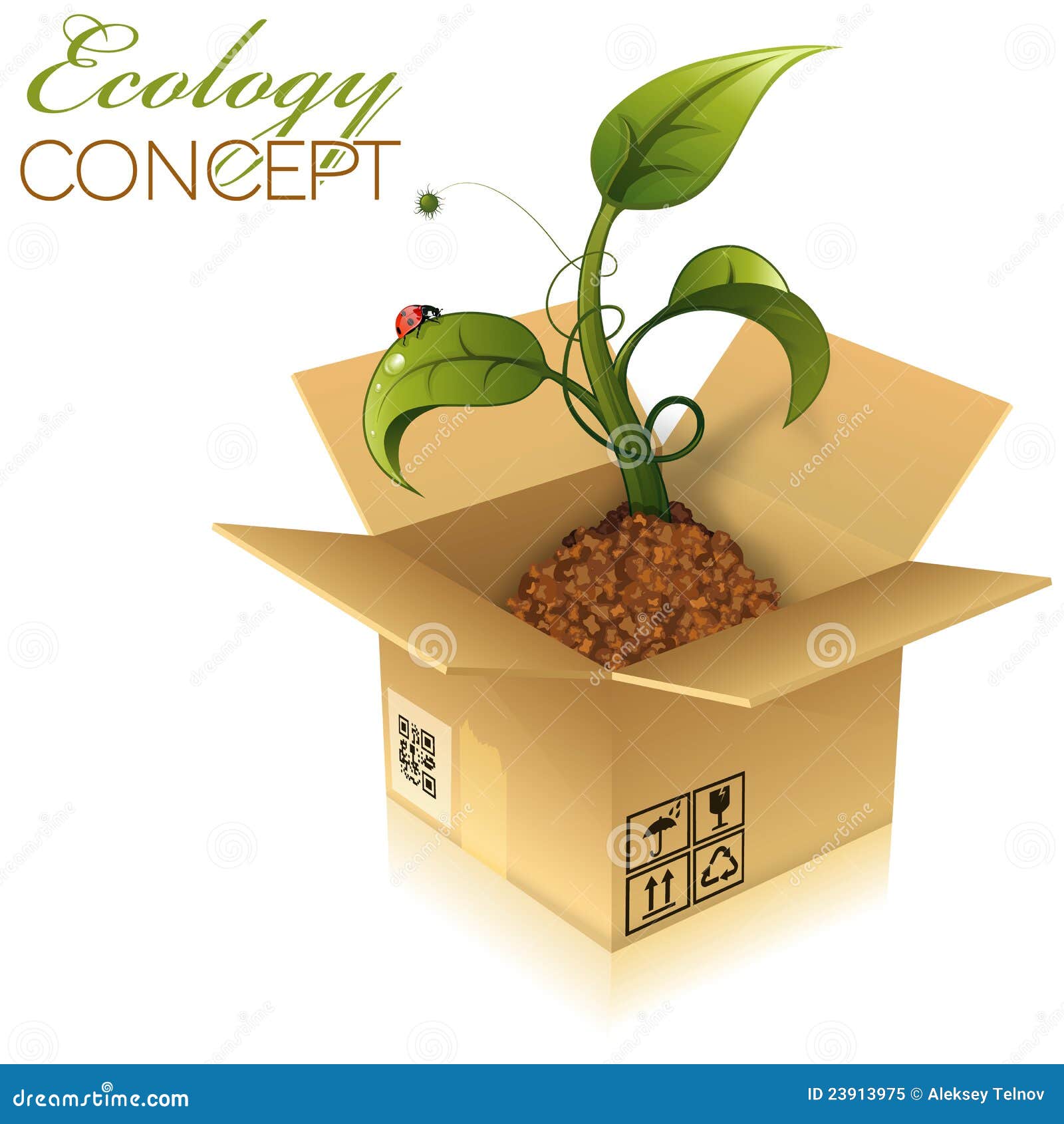 Cardboard Box with Sprout stock vector. Illustration of green - 23913975