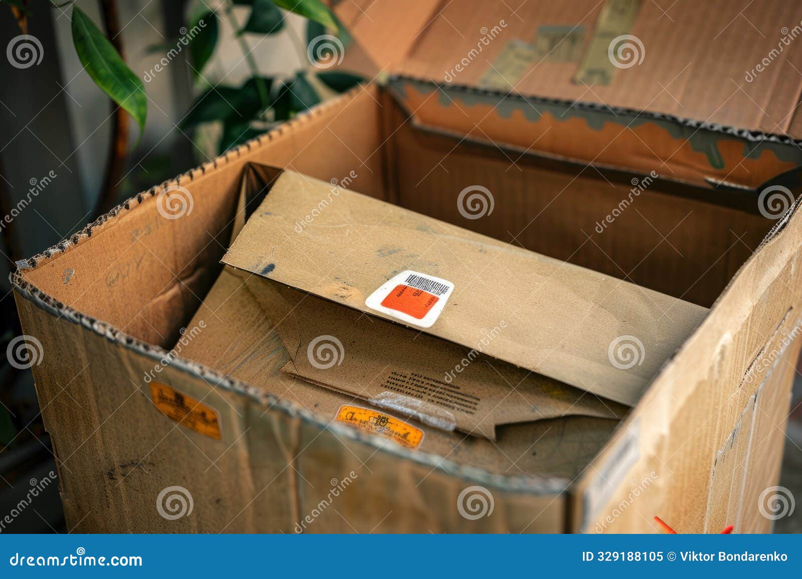 Cardboard Box with Stickers Stock Image - Image of parcel, logistic ...
