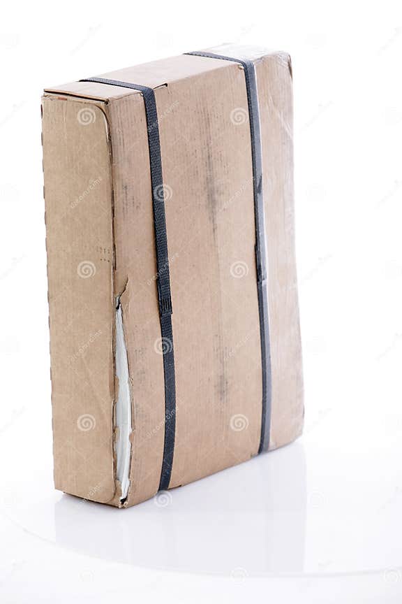 Cardboard Box Strapped with Tape Stock Image - Image of freight ...